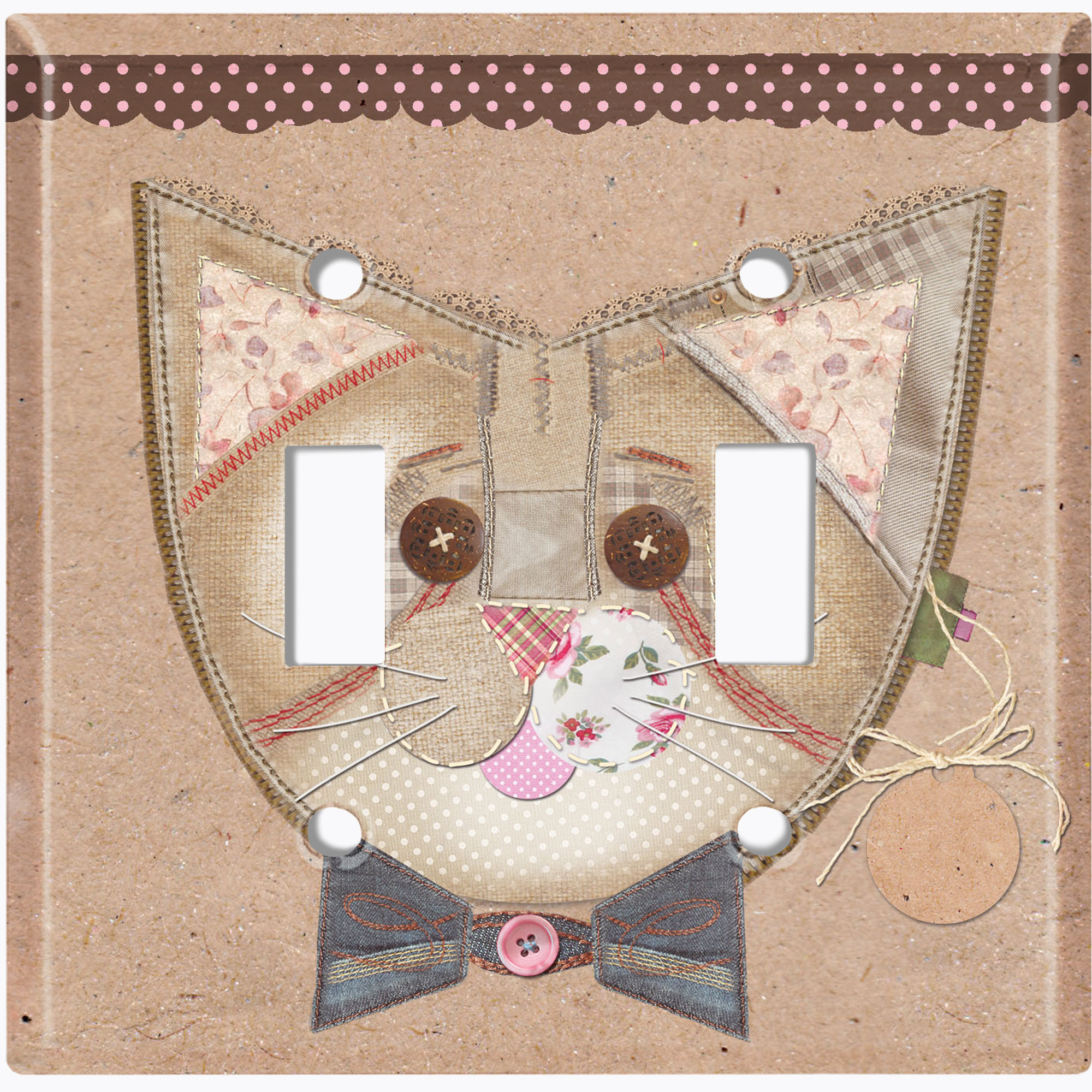 WorldAcc Patchwork Cat Button Plaid Paisley 2-Gang Toggle Light Switch ...