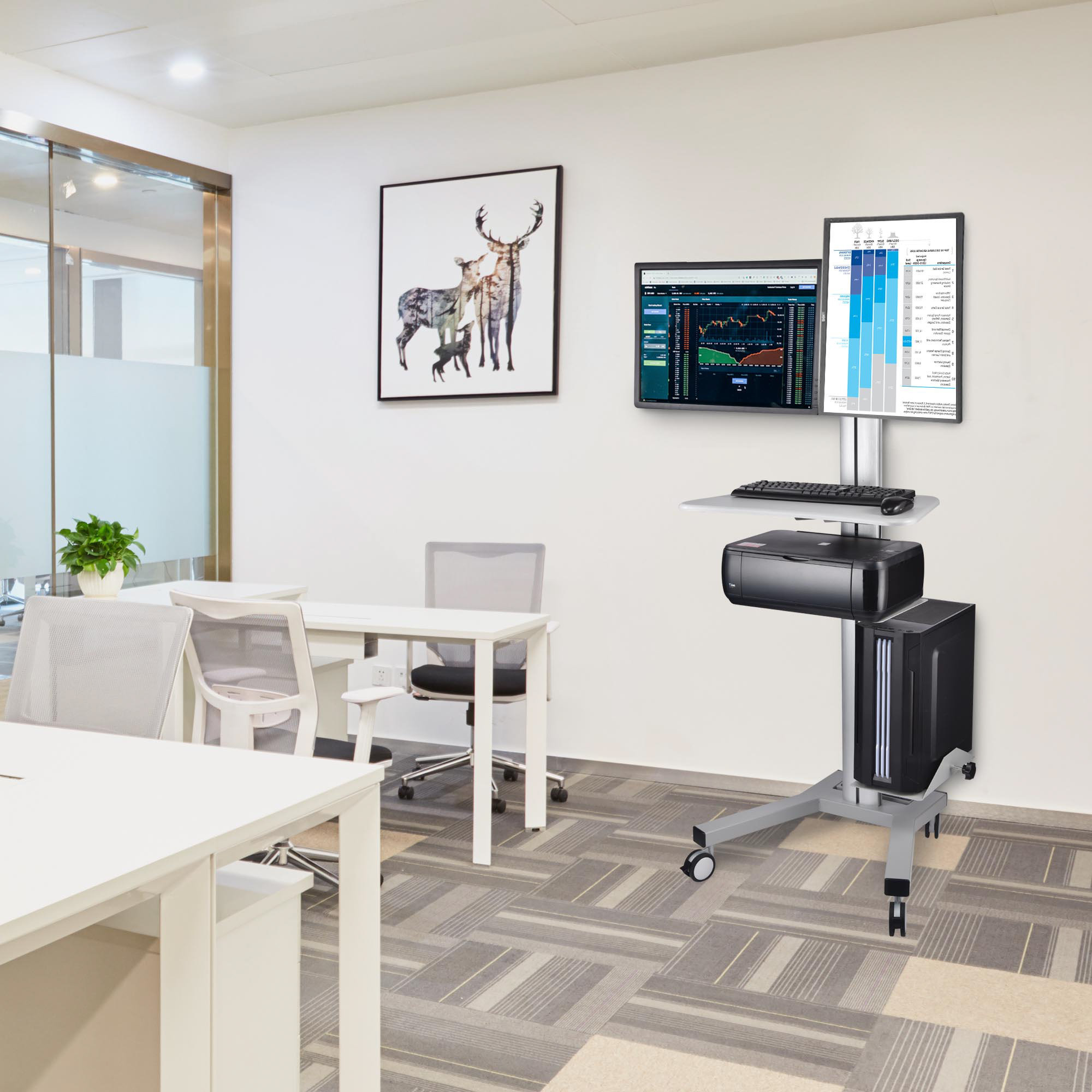 Yescom 36" Dual Monitor Arm Pole Mount for 2 Monitors Up to 32" PC ...