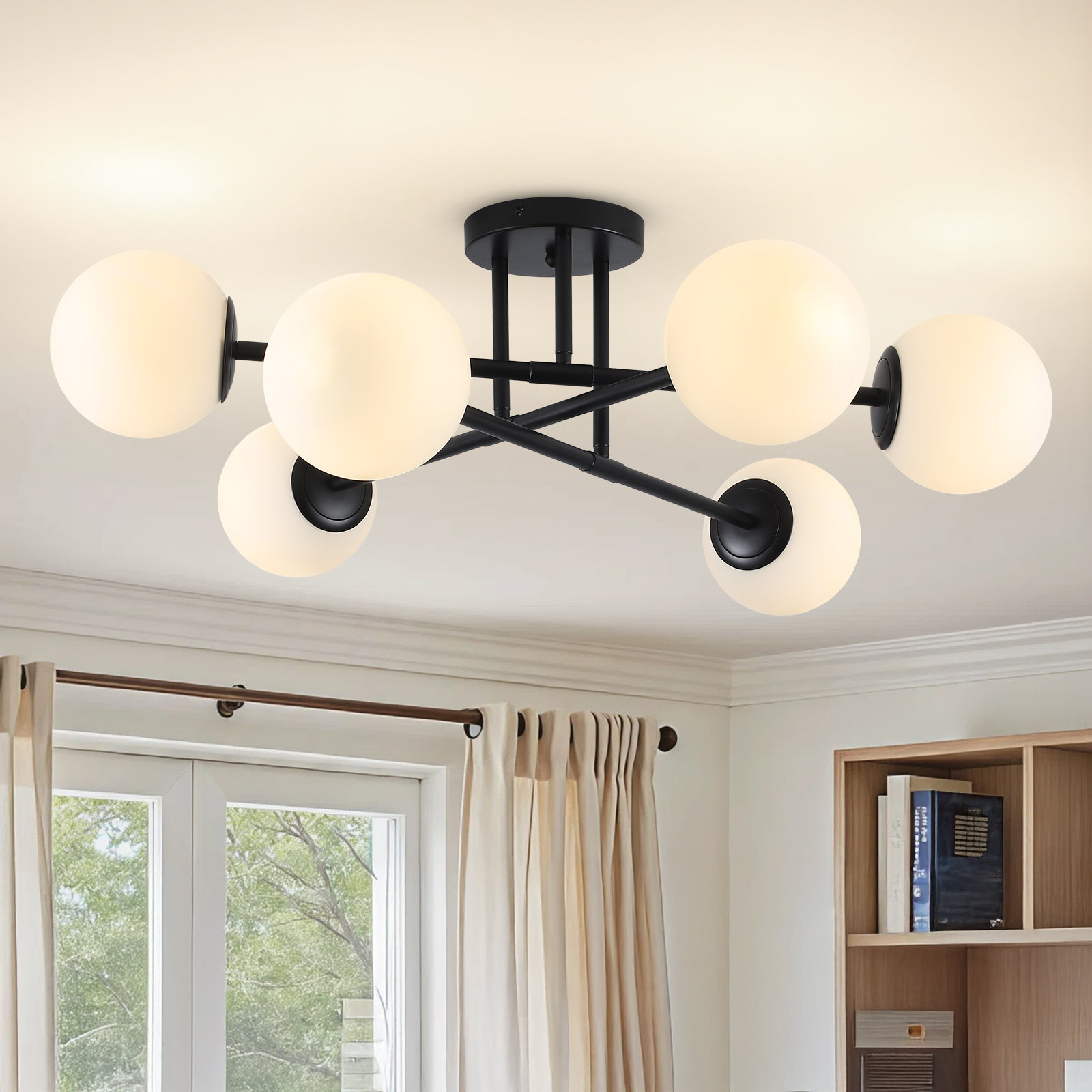 George Oliver Semi Flush Mount Ceiling Light Fixture, 6 Lights Modern ...