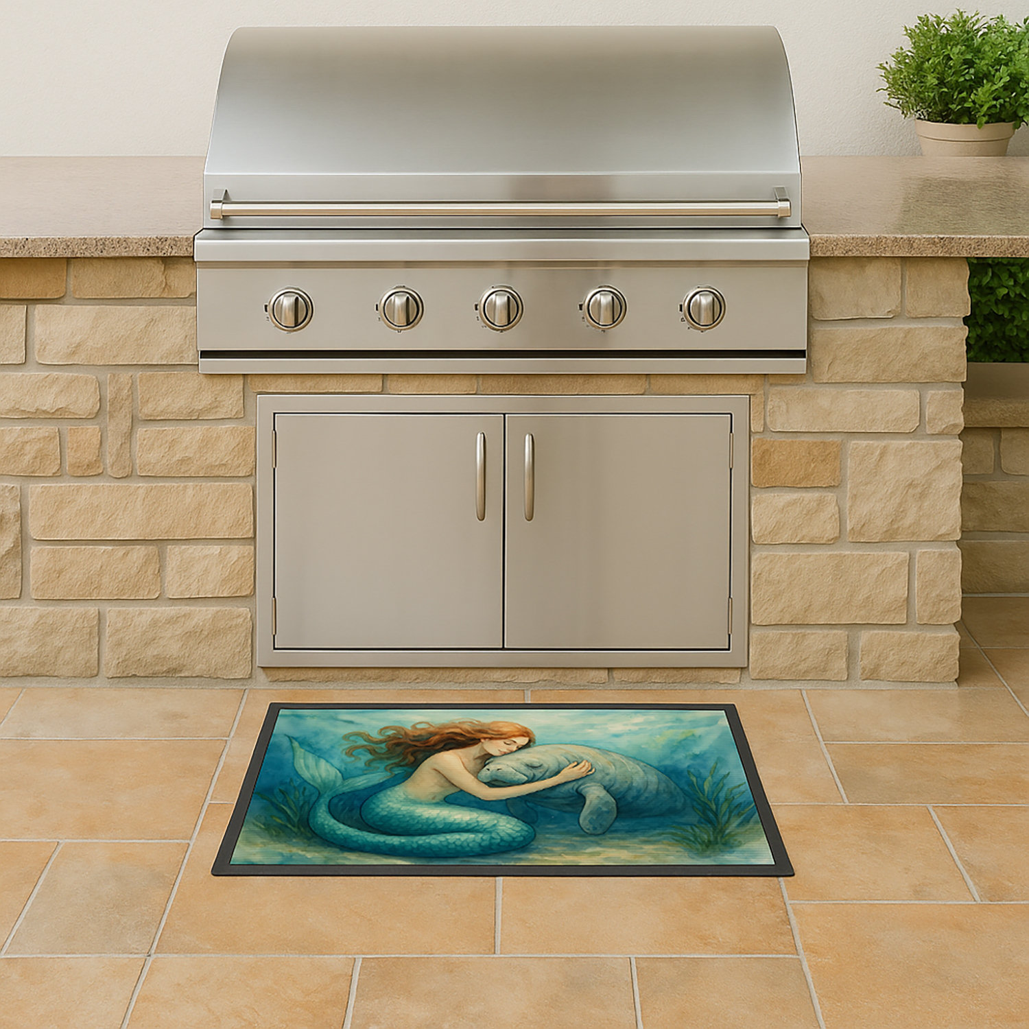 Highland Dunes Mermaid and Manatee Doormat | Wayfair