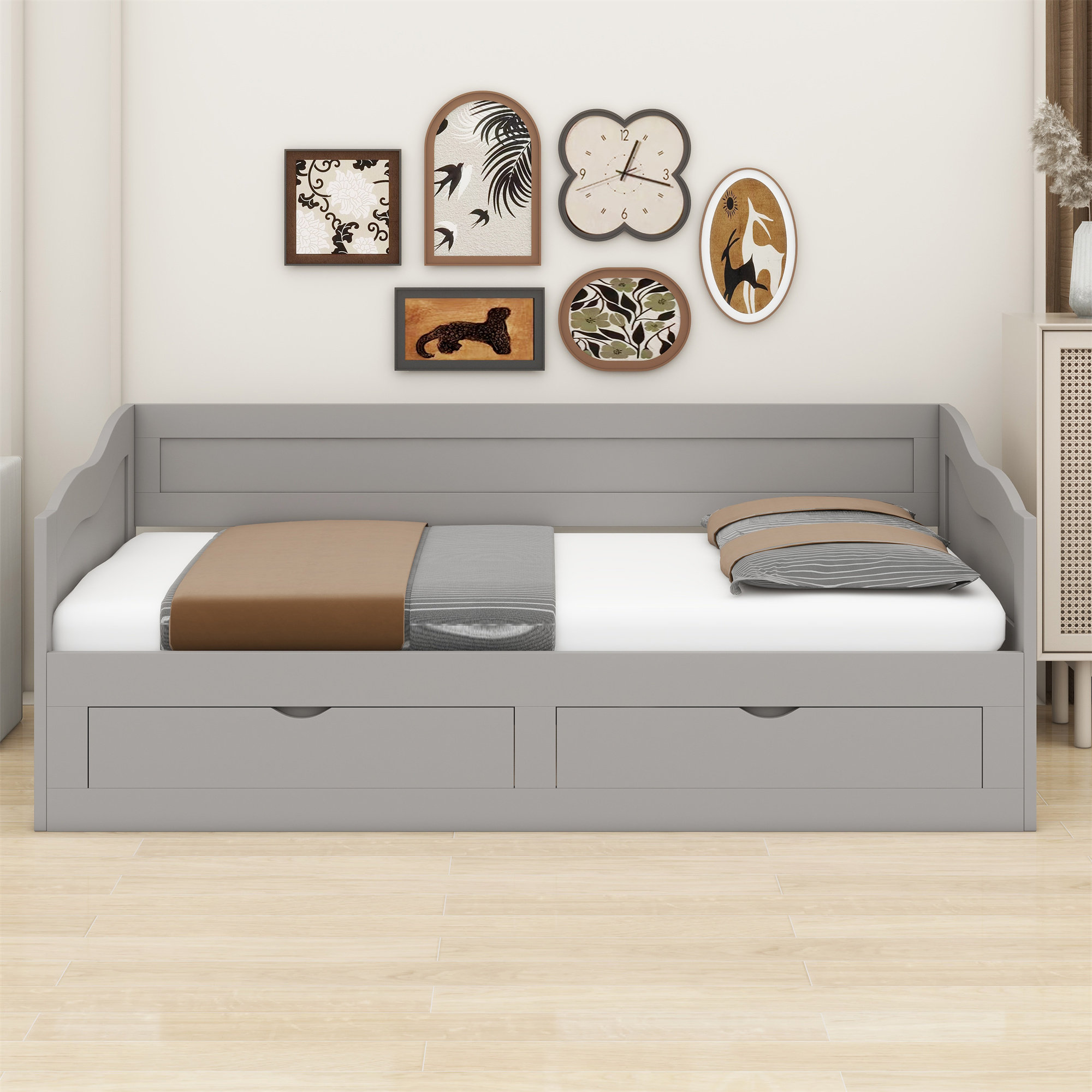 Lark Manor Daybed With Trundle Bed And Two Storage Drawers , Extendable ...