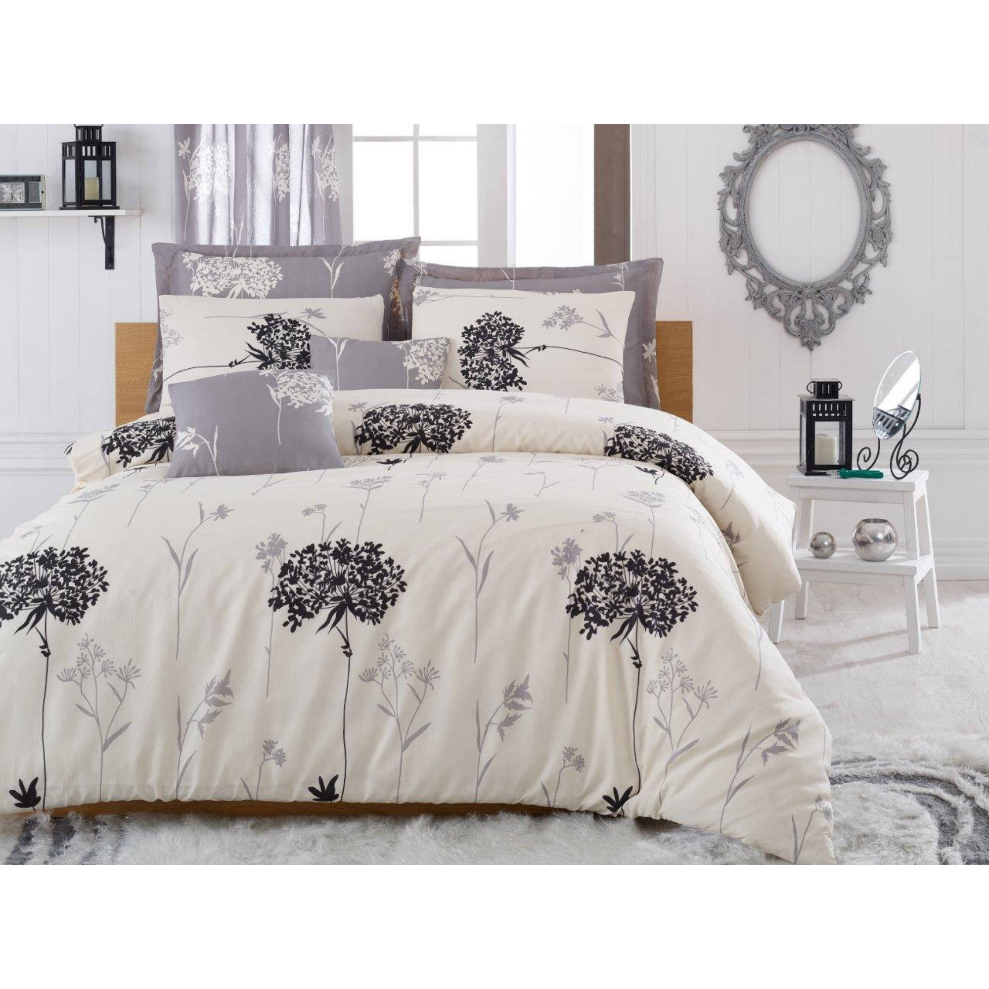 Asir Group INC Esprit Gray/Beige/Black Cotton Blend 3 Piece Duvet Cover ...