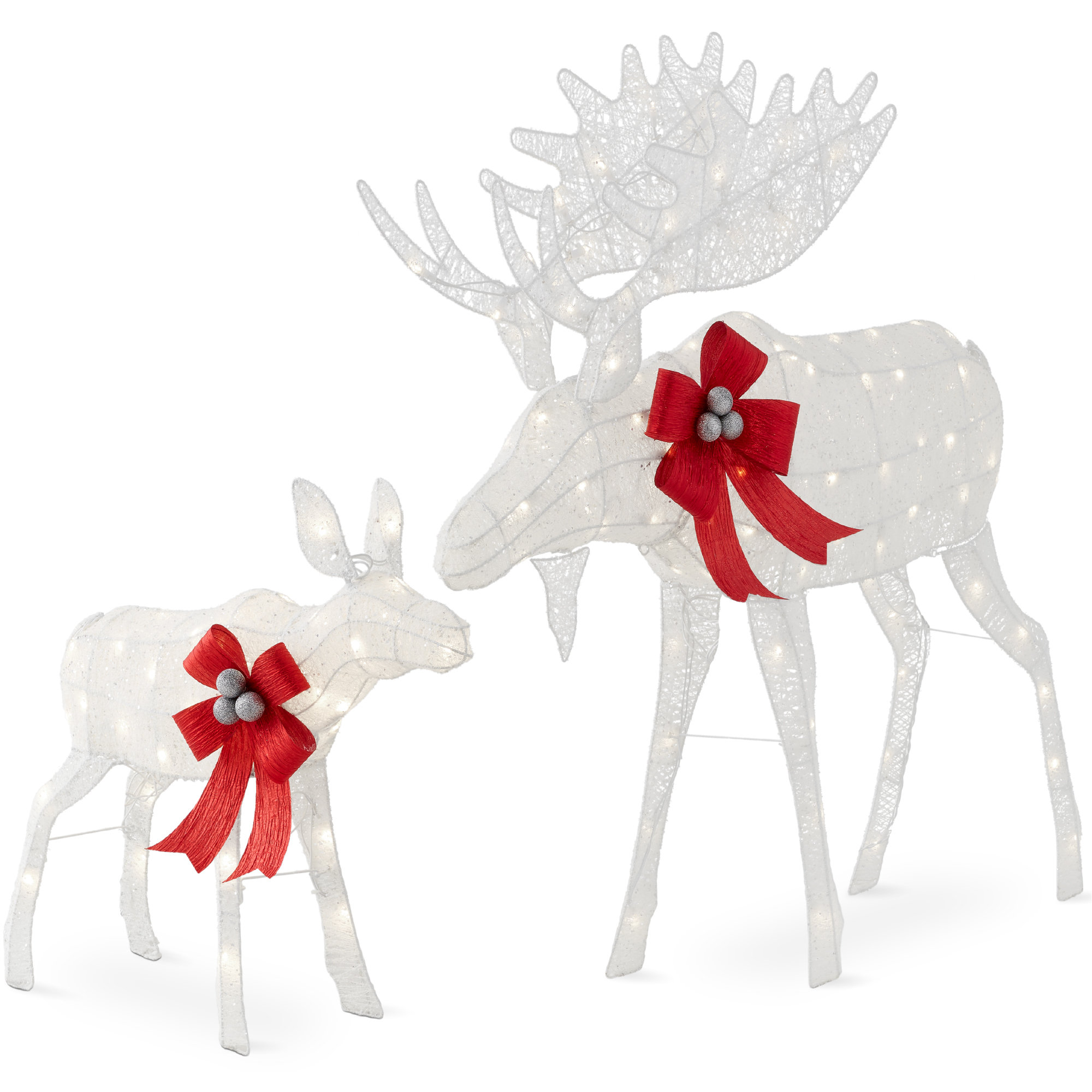 The Holiday Aisle® 2-Piece Moose Family Lighted Christmas Yard Decor ...
