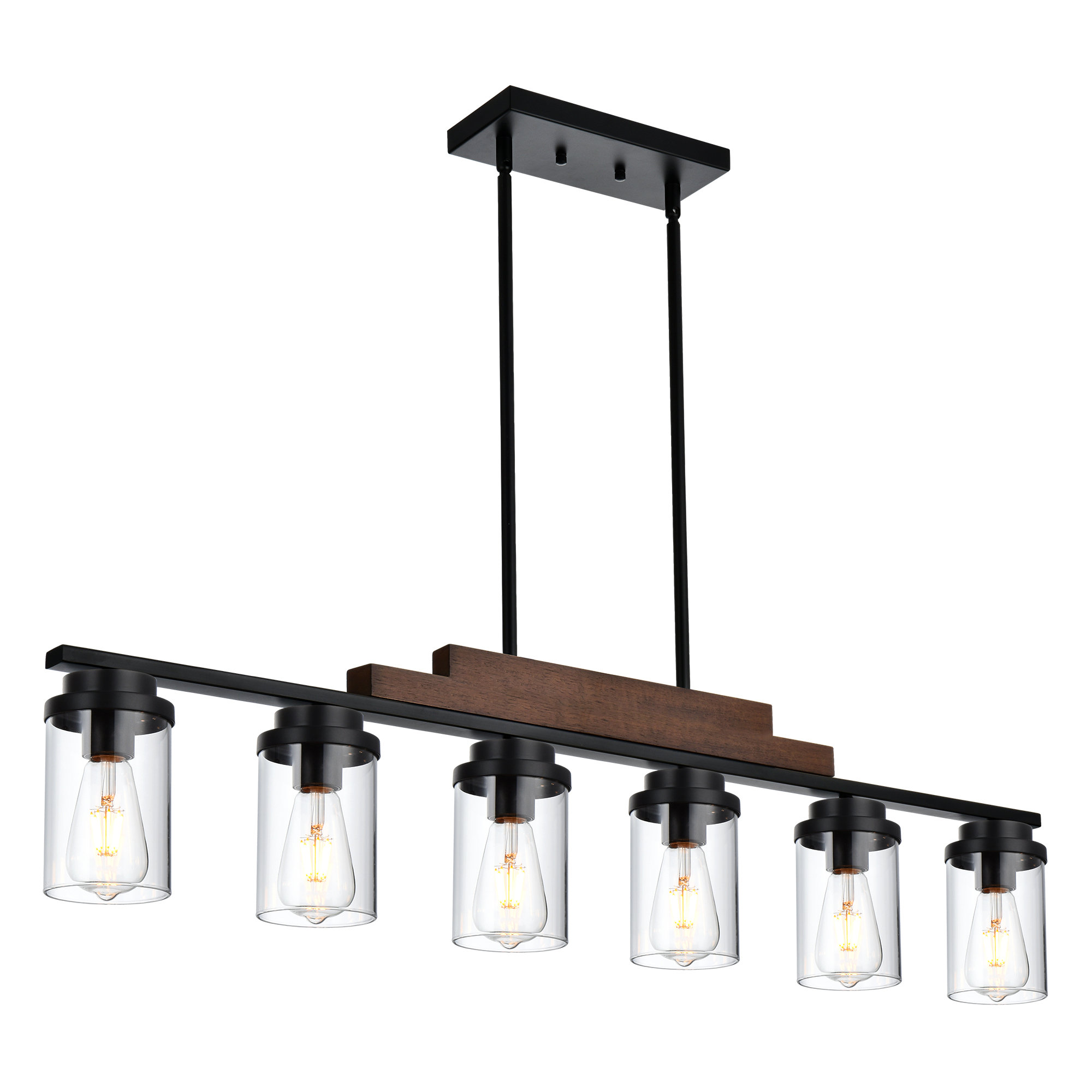 17 Stories Pilar 6 - Light Matte Black Kitchen Island Pendant | Wayfair