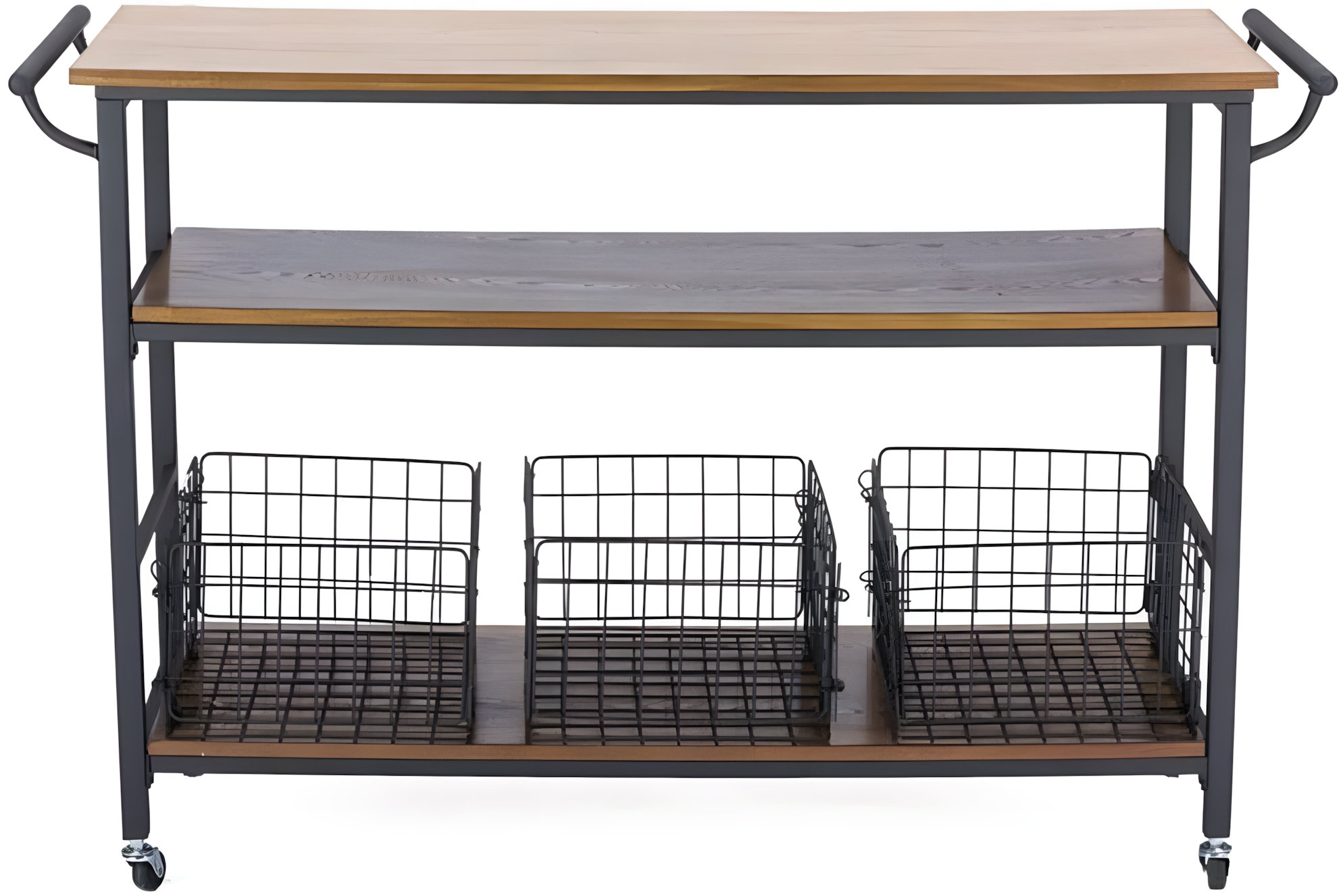 Williston Forge Kitchen Cart With Distressed Wood Top And Rustic Iron ...