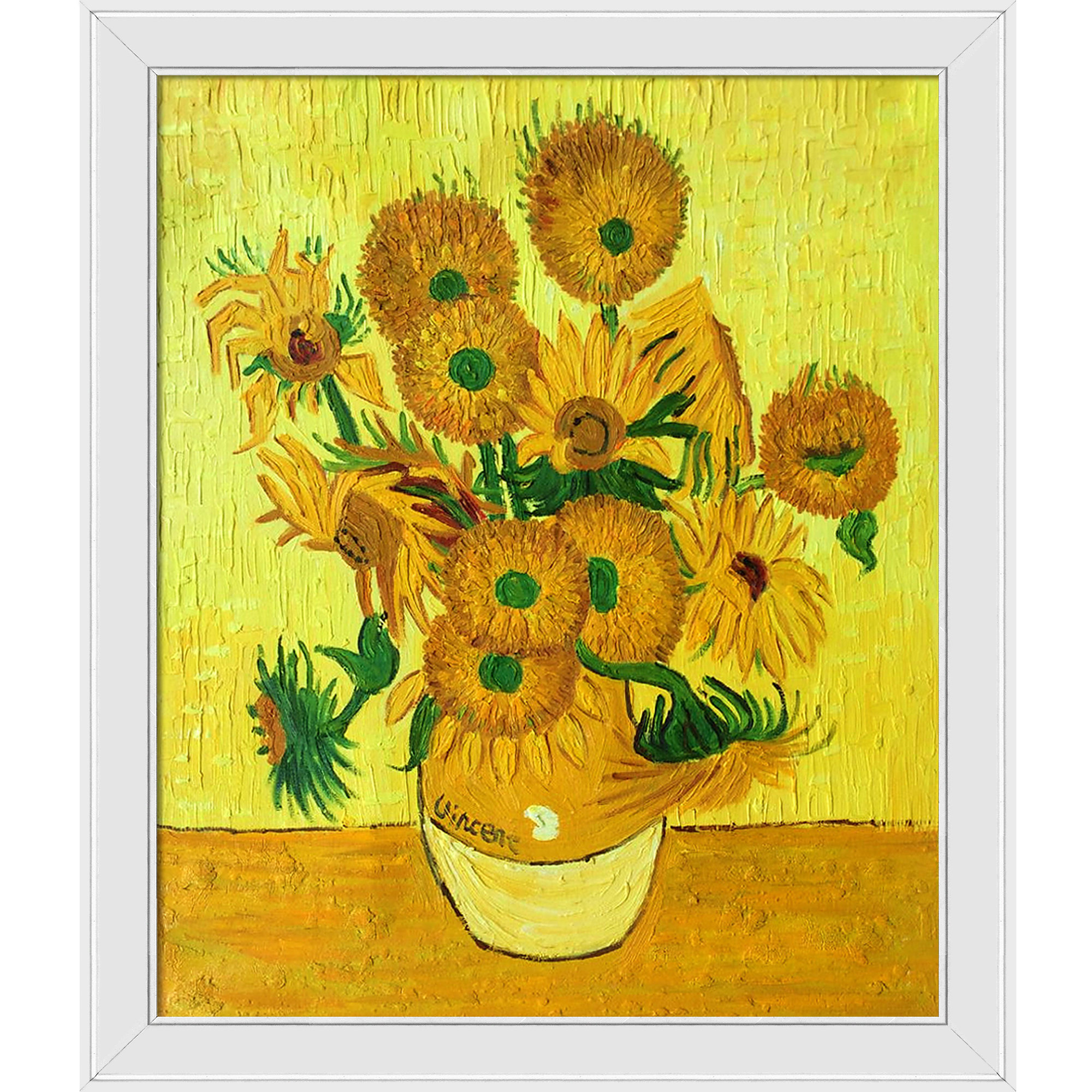 Vault W Artwork Vase avec 15 tournesols encadrés sur toile par Vincent ...