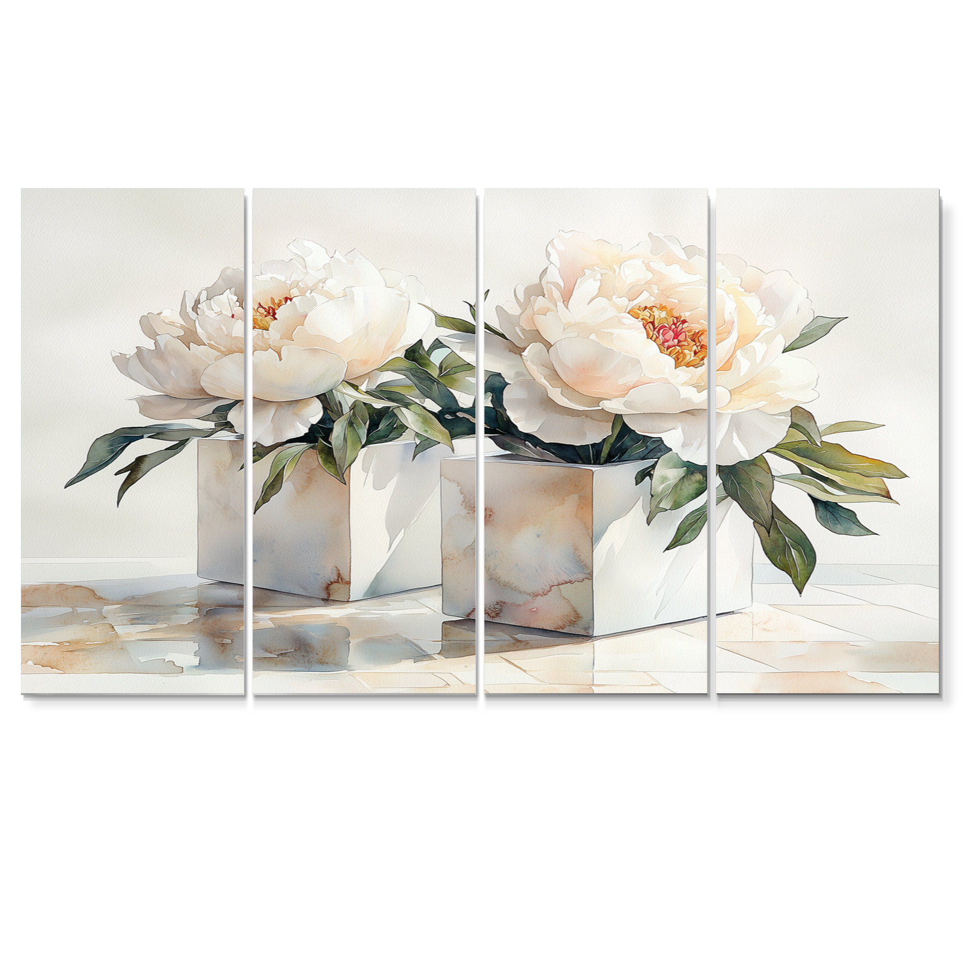 Red Barrel Studio Minimal Peonies In White Cubes II - Peonies Wall Art ...