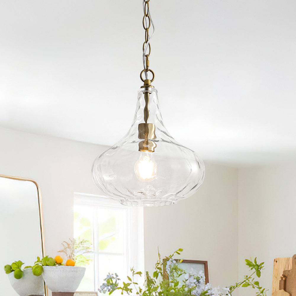 Mercer41 1-light Rippled Glass Water Drop Pendant | Wayfair