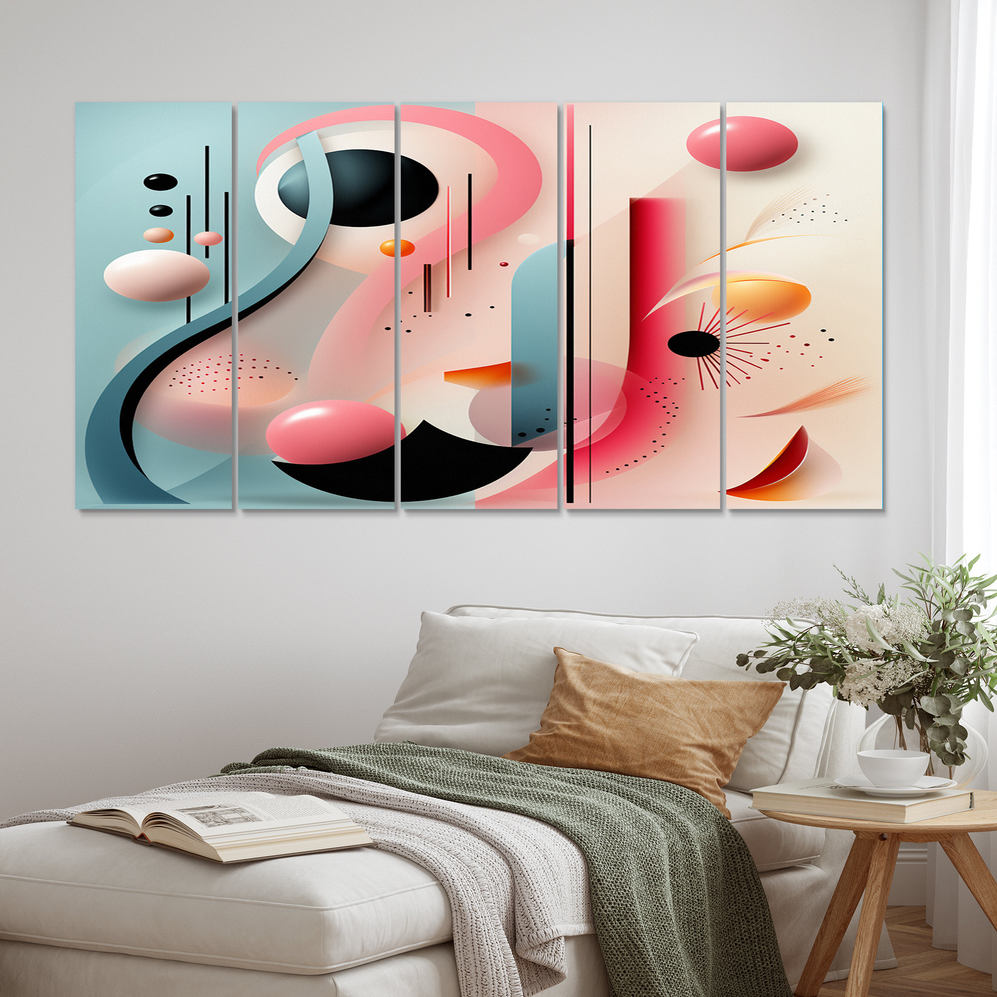 Ivy Bronx Flowers Of Rhythm In Pink And Blue I - Modern Geometric Wall ...