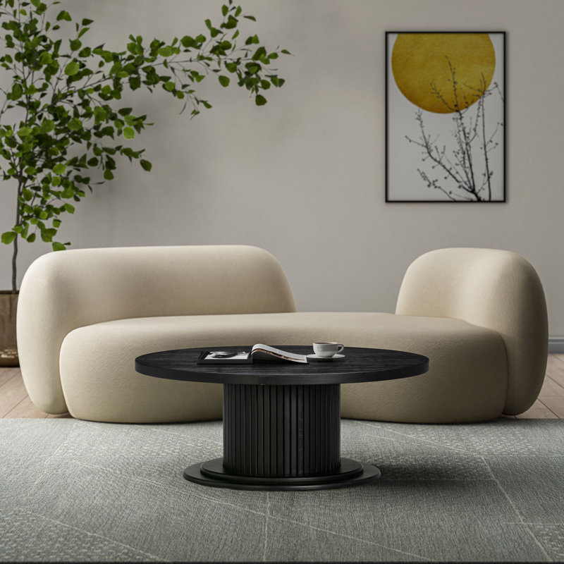 NTC Summit Modern Classic Tambour Wooden Round Coffee Table ...