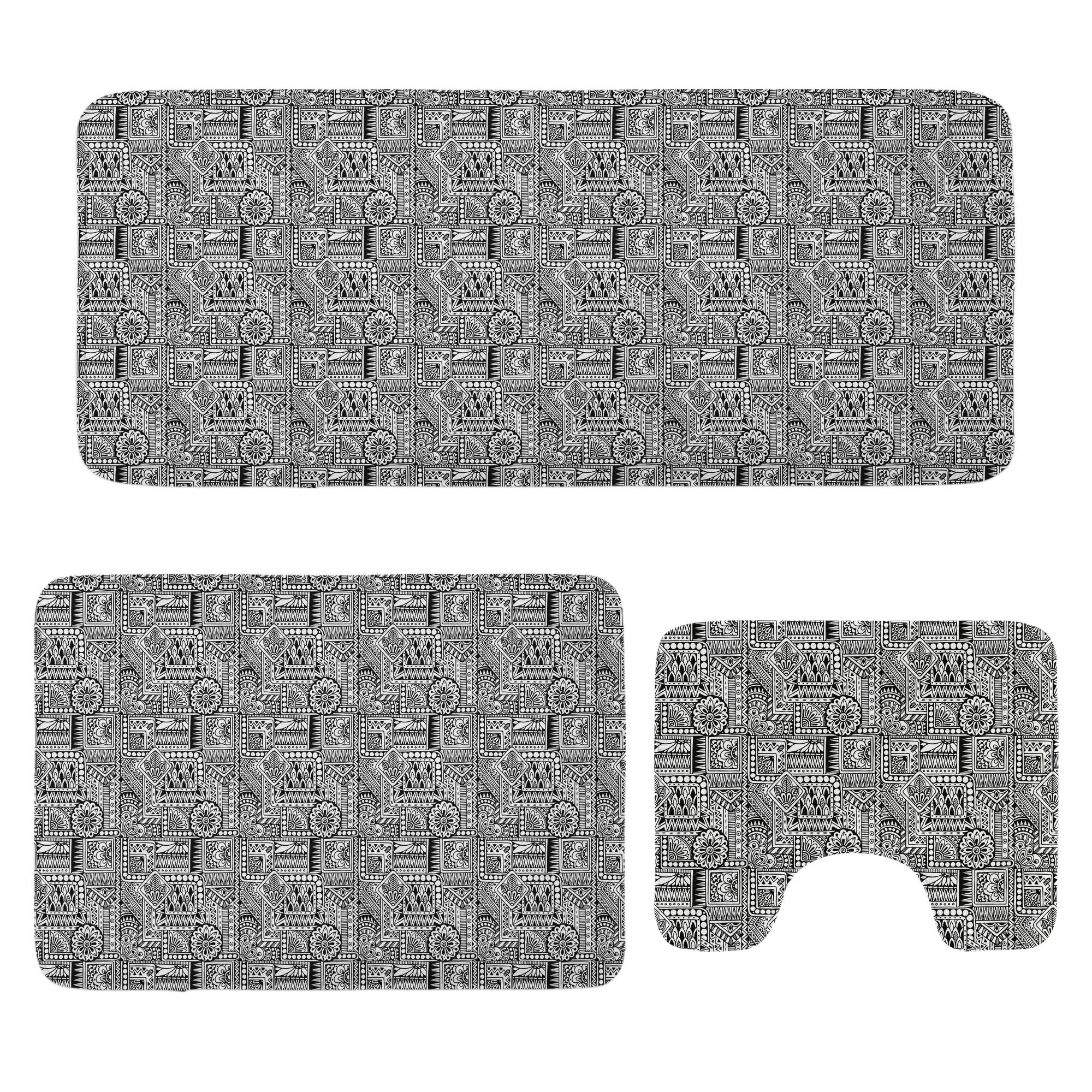 East Urban Home Hipster Bathroom Rug Set 3 Pieces U-Shape & Rectangle ...