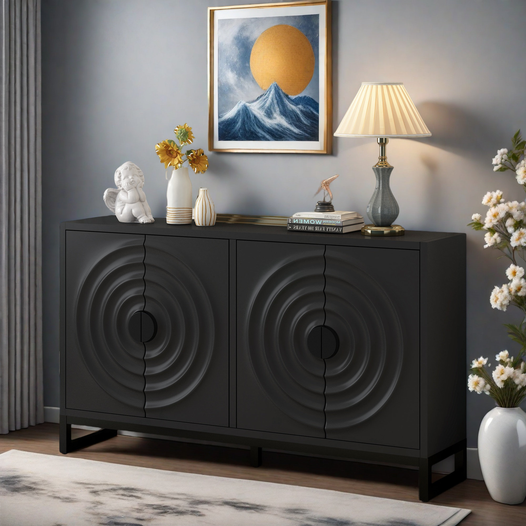 Ebern Designs Storage Cabinet Sideboard Wooden Cabinet With Stunning ...