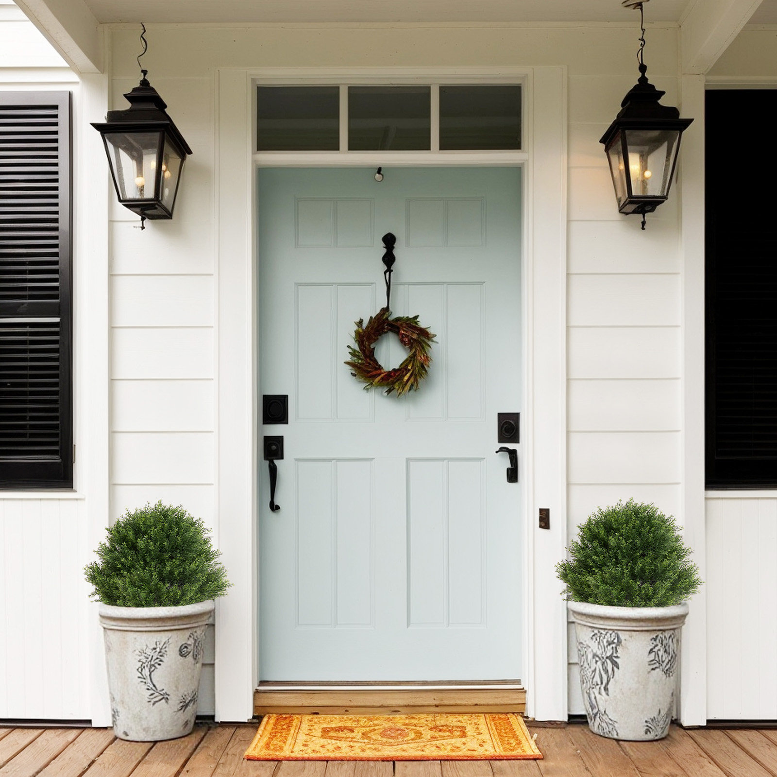 Primrue 27.5 Inch Artificial Cedar Topiary Ball Trees With Ground Spike ...