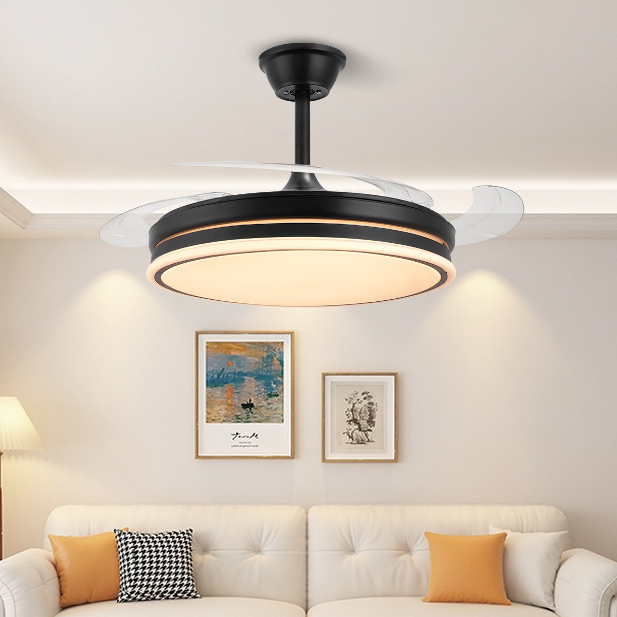 Ivy Bronx 47 Inch Retractable Ceiling Fans With Lights, Modern Led ...