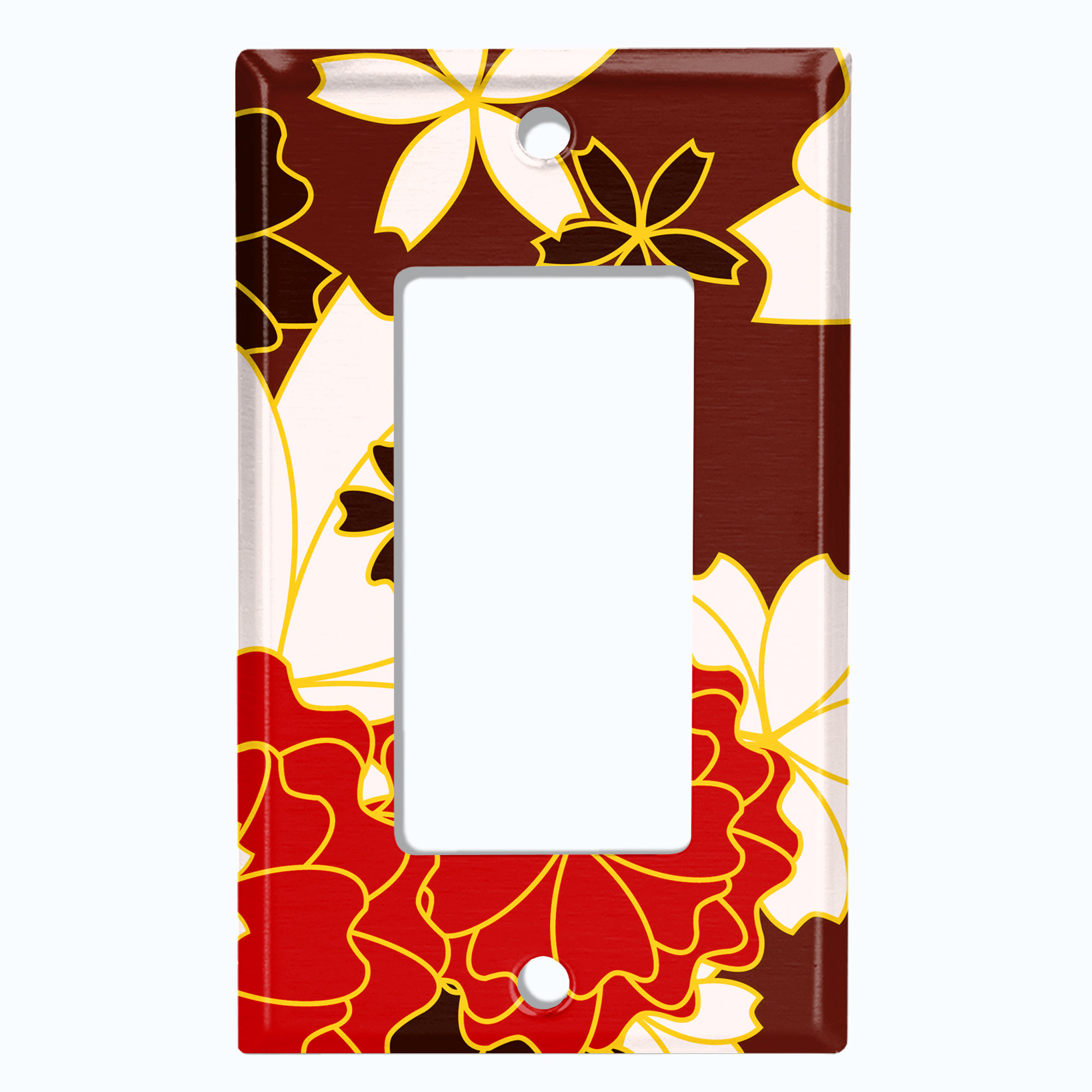 WorldAcc Metal Light Switch Plate Outlet Cover (Japanese Red Flower ...