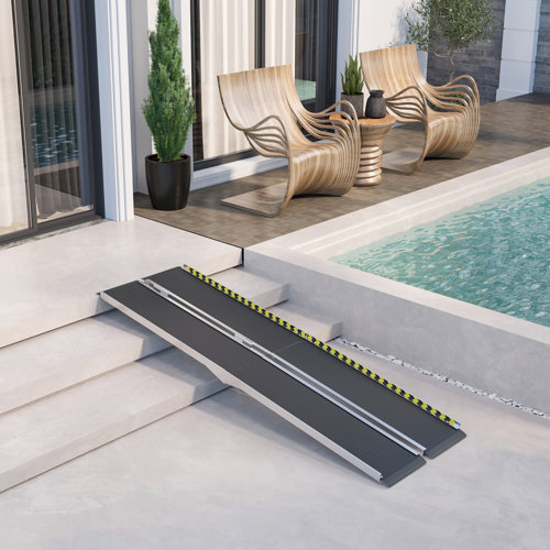 HomCom Metal Foldable Threshold Ramp,Portable Ramp | Wayfair