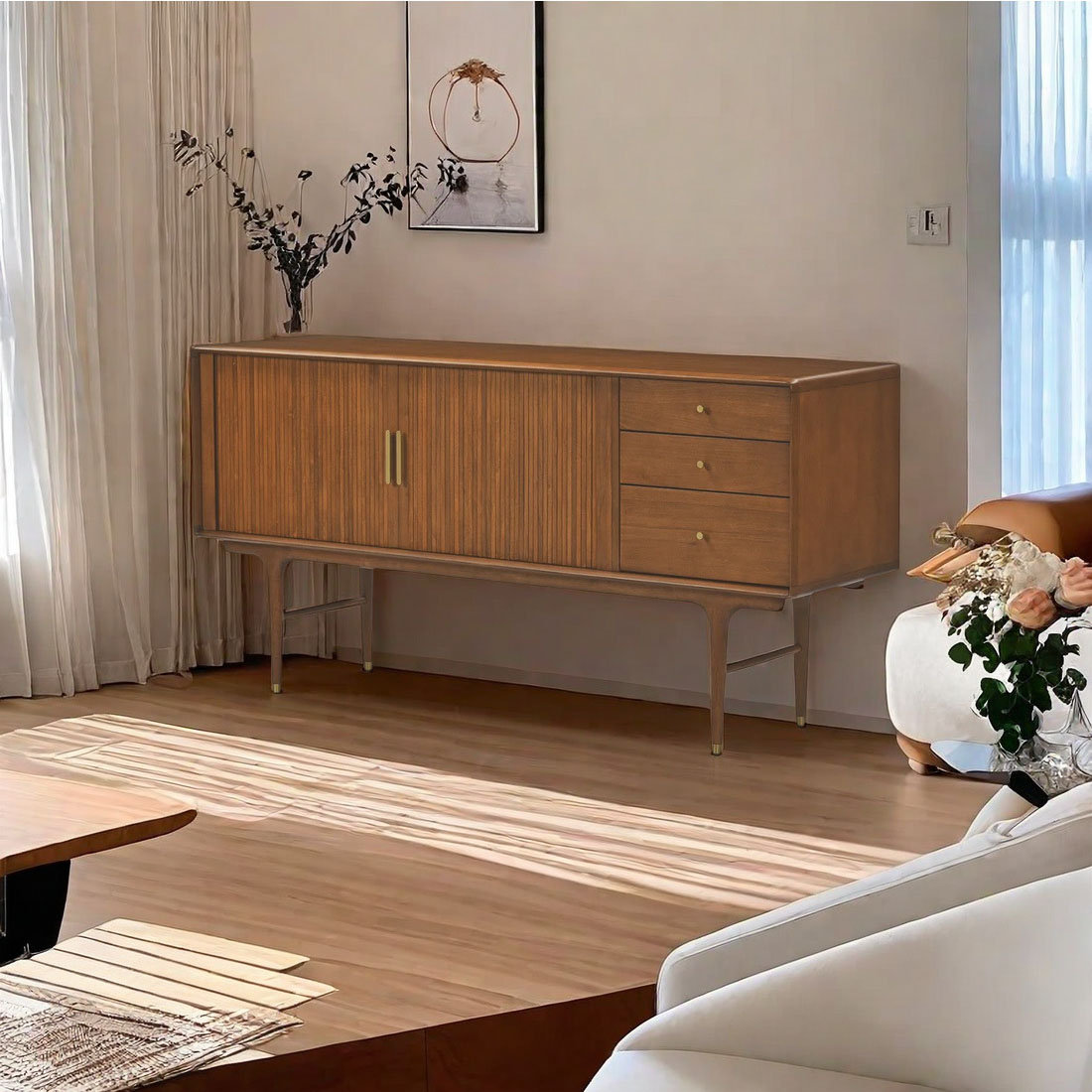 HomeCanvas Modern Simple Retro Storage Bin Cabinet Side Cabin 55.11 ...