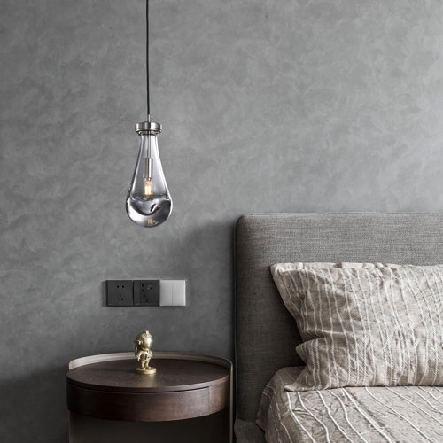 Everly Quinn Antonetta Raindrop Shape Thick Glass Modern Pendant ...