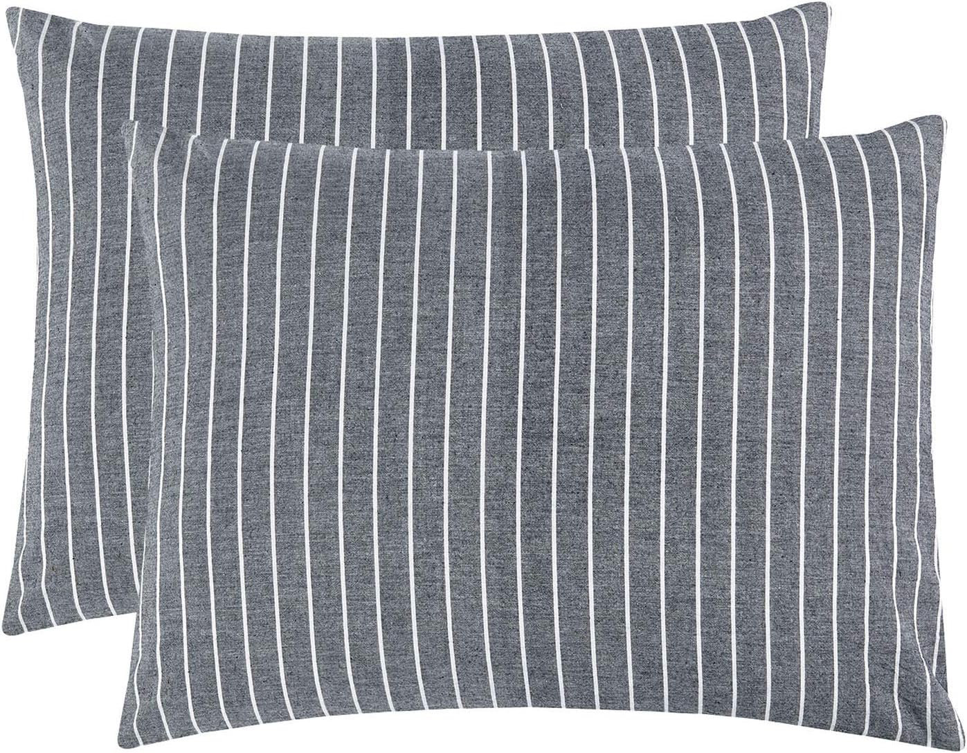 NEUTRALPOSTURE Striped Pillow Cases, 100% Washed Cotton, Ticking Stripe ...
