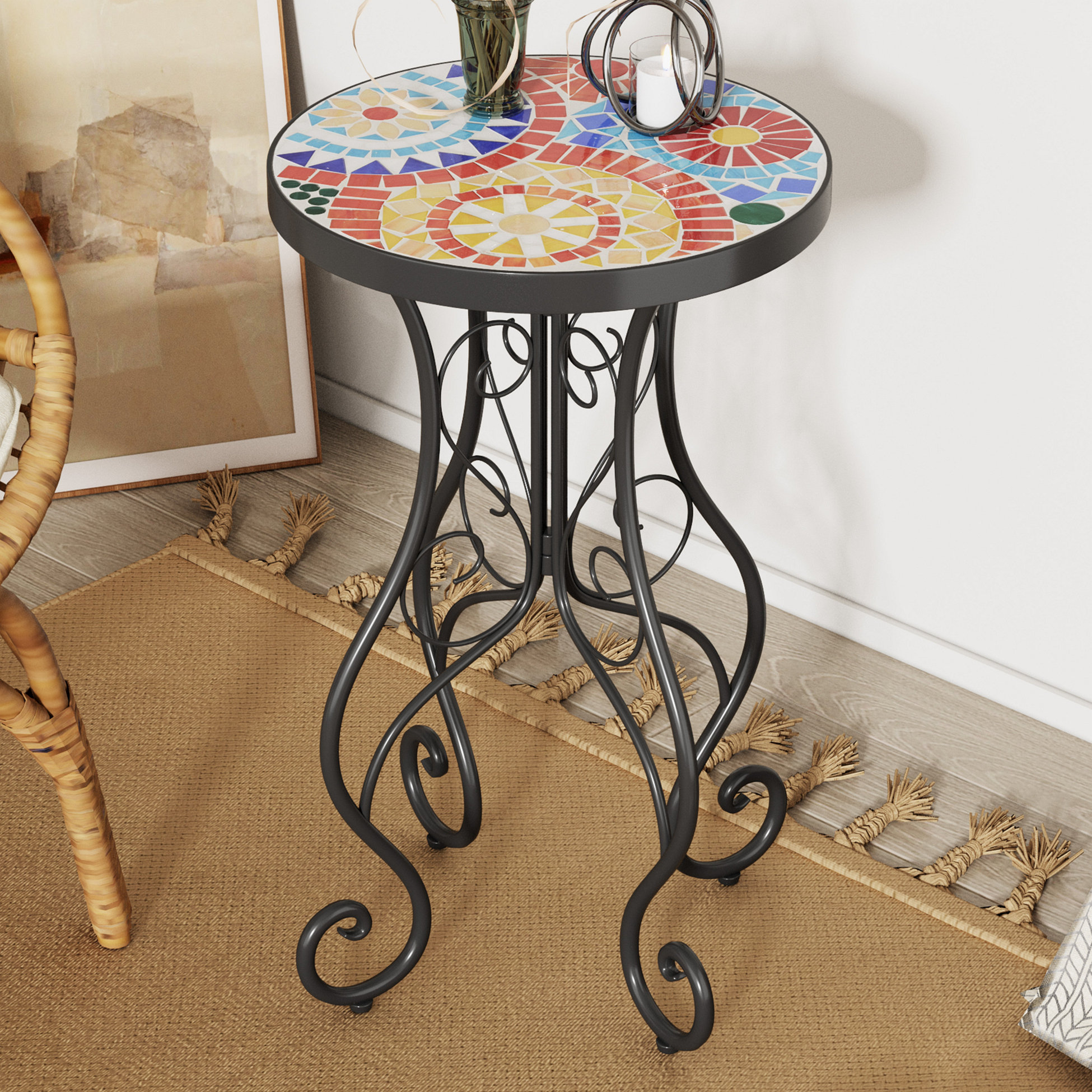 George Oliver Outdoor Side Table,Colourful+Black - Wayfair Canada