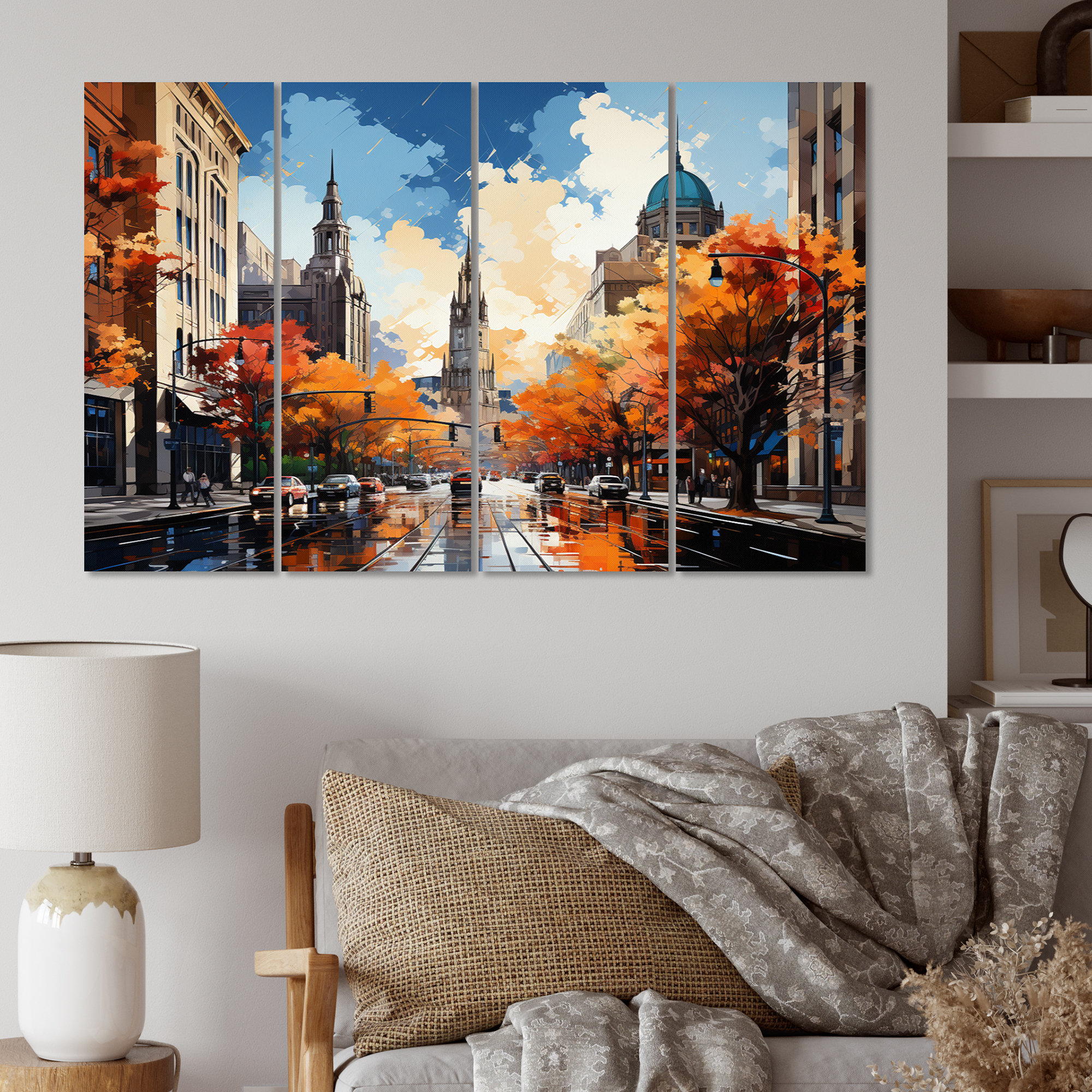 Design Art Boston Popart III - Boston Canvas Print - 4 Panels | Wayfair