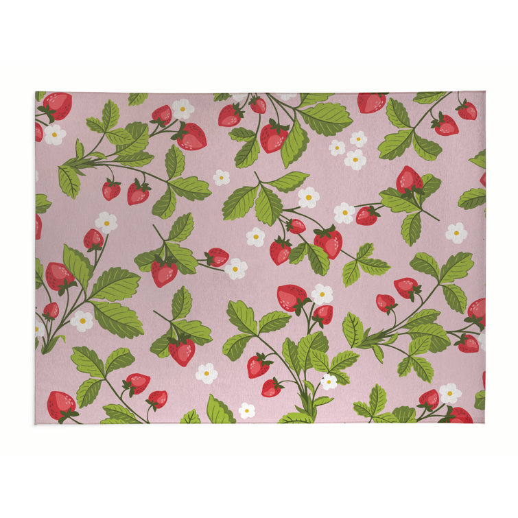 East Urban Home Strawberries Outdoor Rug | Wayfair