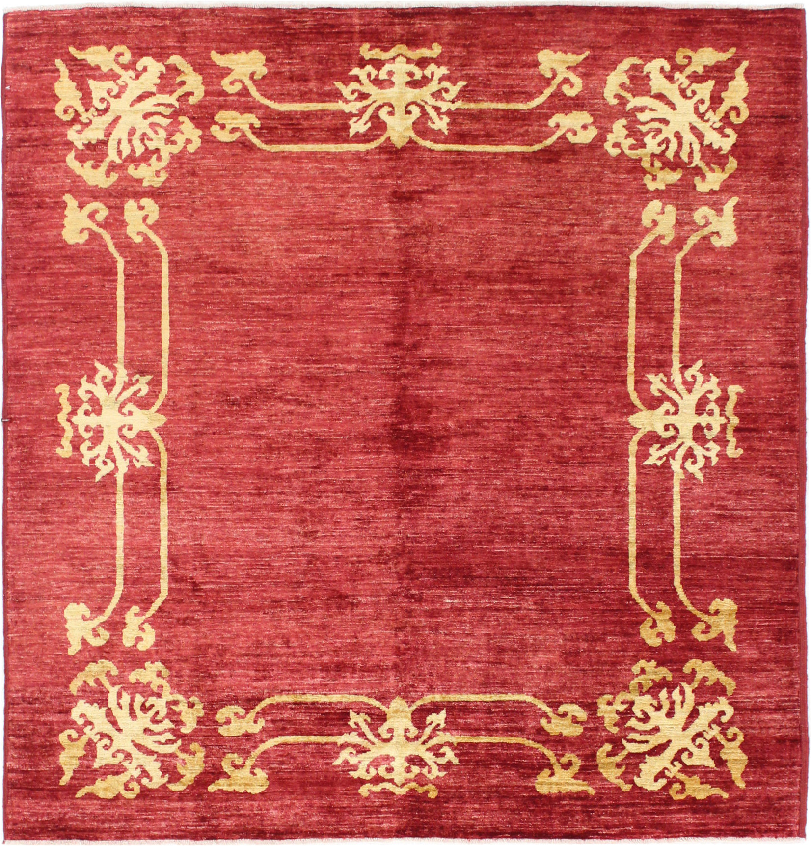 Isabelline One-of-a-Kind Soukup Hand-Knotted 2000s Modcar Red 6'3" x 6 ...