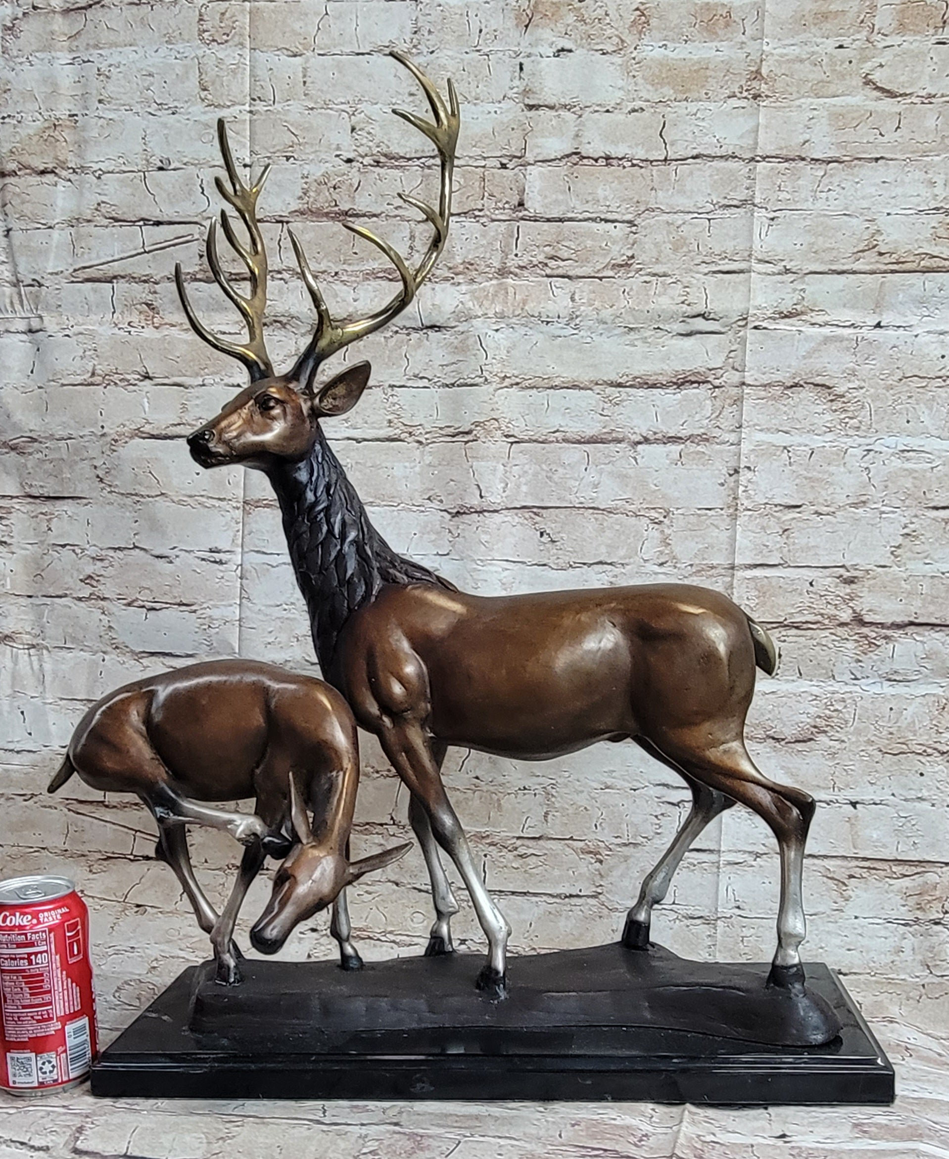 Bronzhaus Bronze Sculpture of Elk Reindeer Deer Stag Buck & Fawn ...