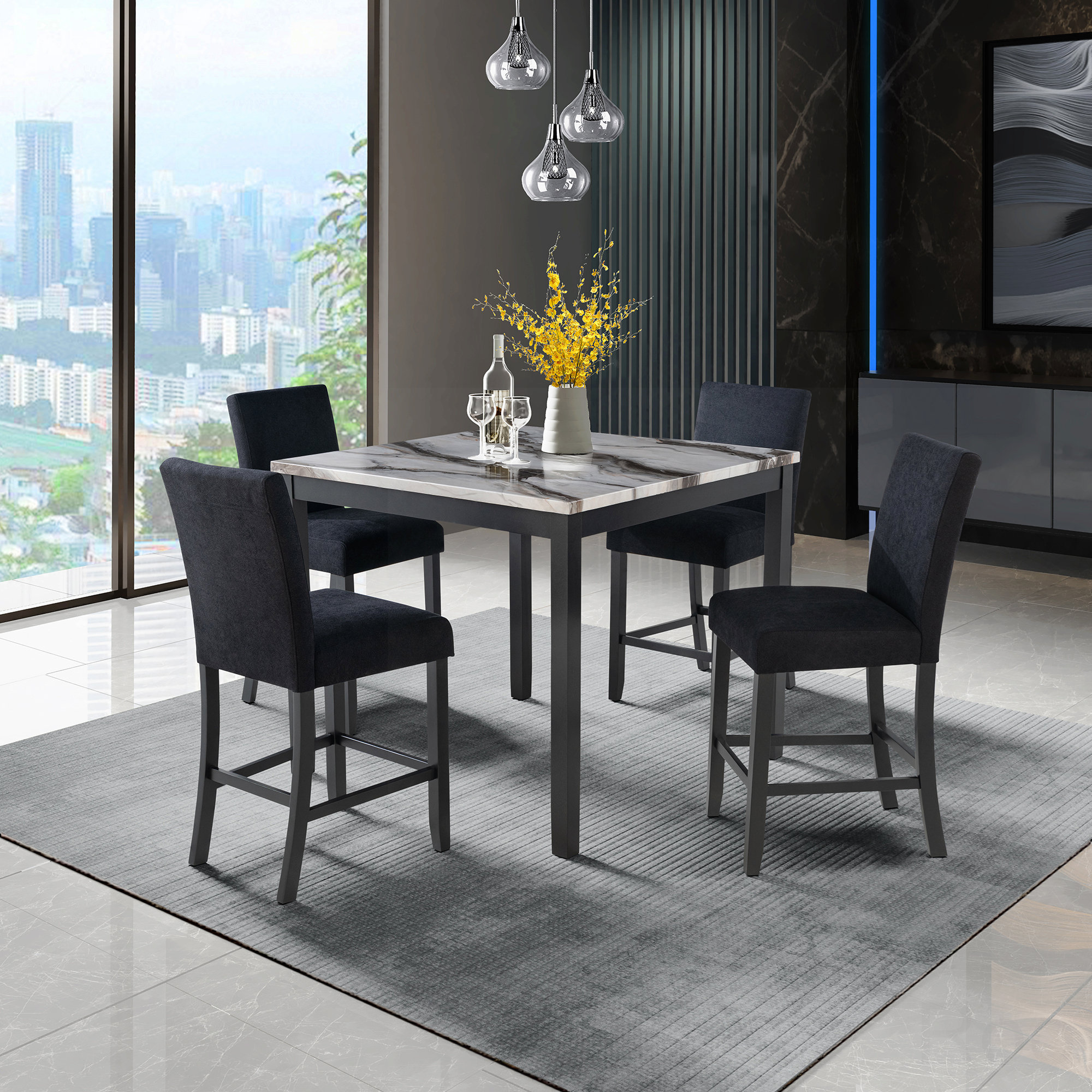Latitude Run® Bar Table And 4 Bar Dining Stools | Wayfair