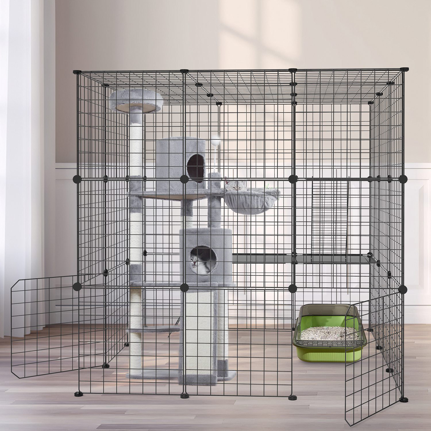 Tucker Murphy Pet™ Eleecia 41.73" Cubic 3-Tier Large Cat Playpen for 1 ...