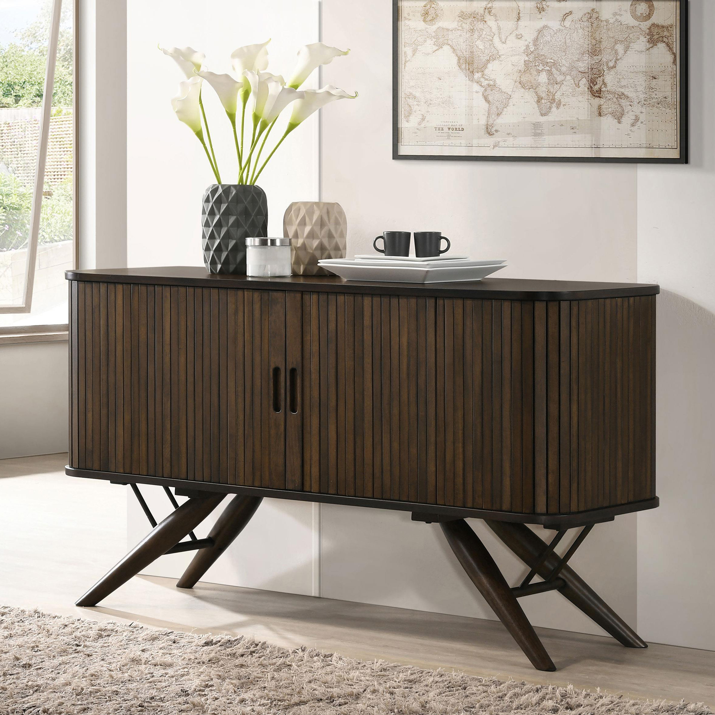 George Oliver 2-door Sideboard Buffet Storage Cabinet Dark Walnut | Wayfair
