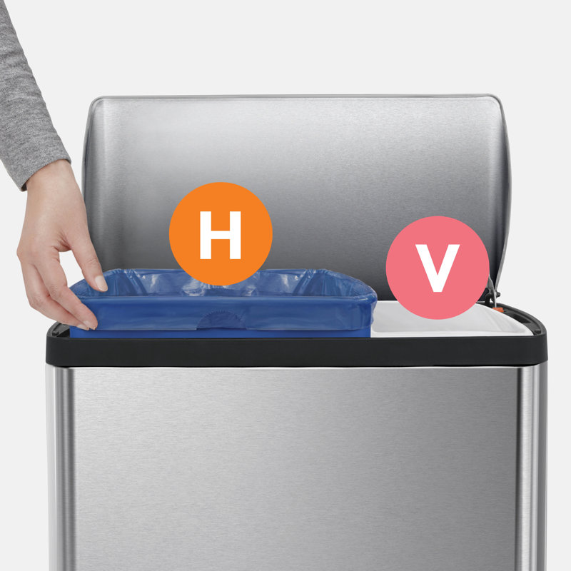 simplehuman Rectangular Dual Compartment Recycling Kitchen Step Trash ...