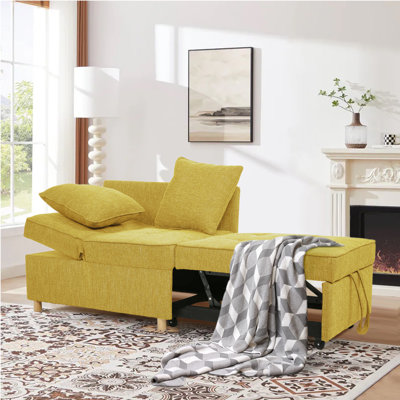 Ebern Designs Adda 71" 4-in-1 Convertible Sleeper Chair Bed, Linen Sofa ...