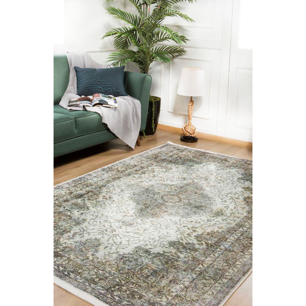 Zoomie Kids Amani No Pattern Machine Woven Green Area Rug | Wayfair.co.uk