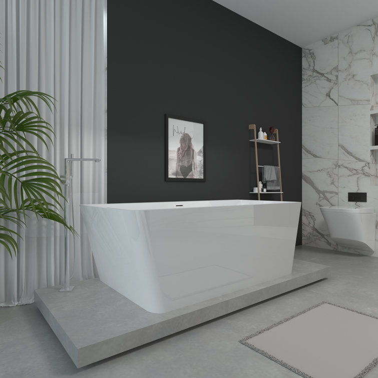 KDK HOME 62” x 29.5” Freestanding Acrylic Soaking Bathtub, Stand Alone ...