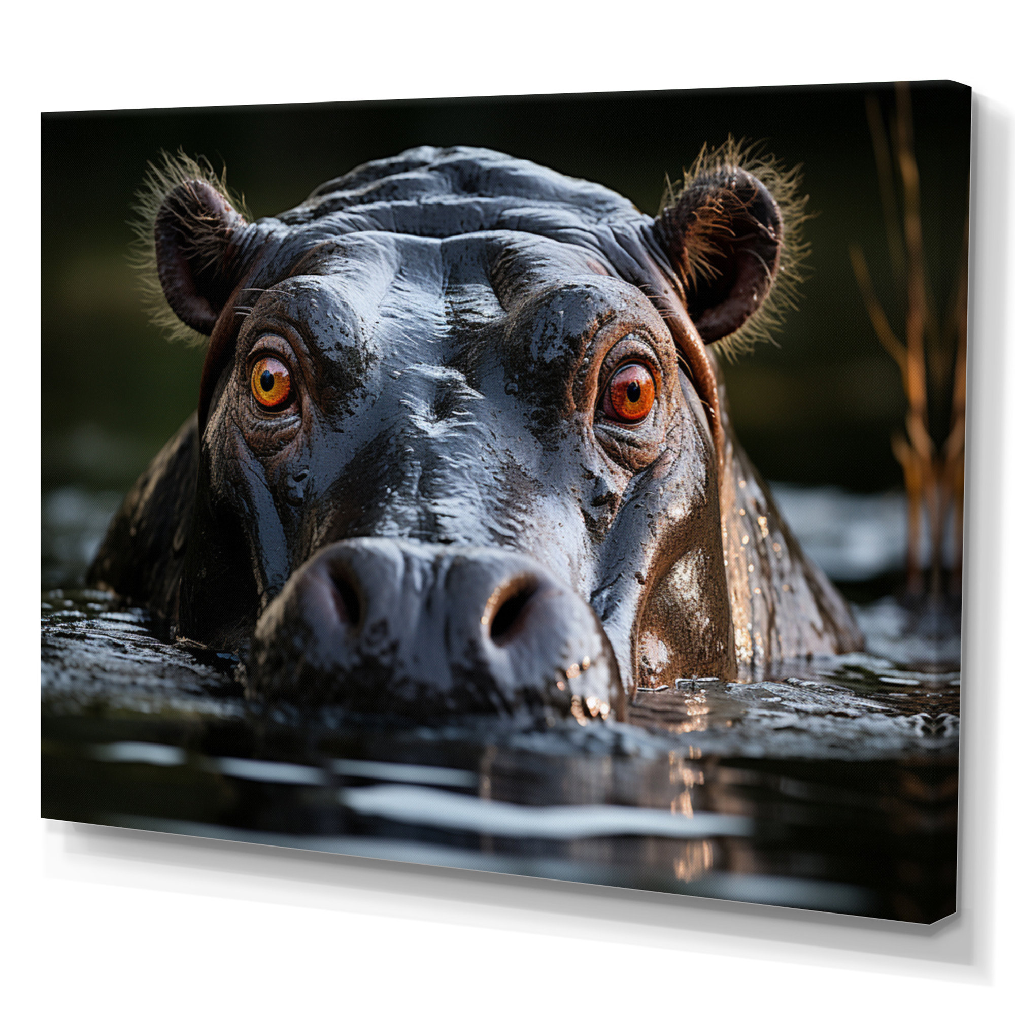 Latitude Run® " Hippopotamus Portrait Monochrome " on Canvas | Wayfair