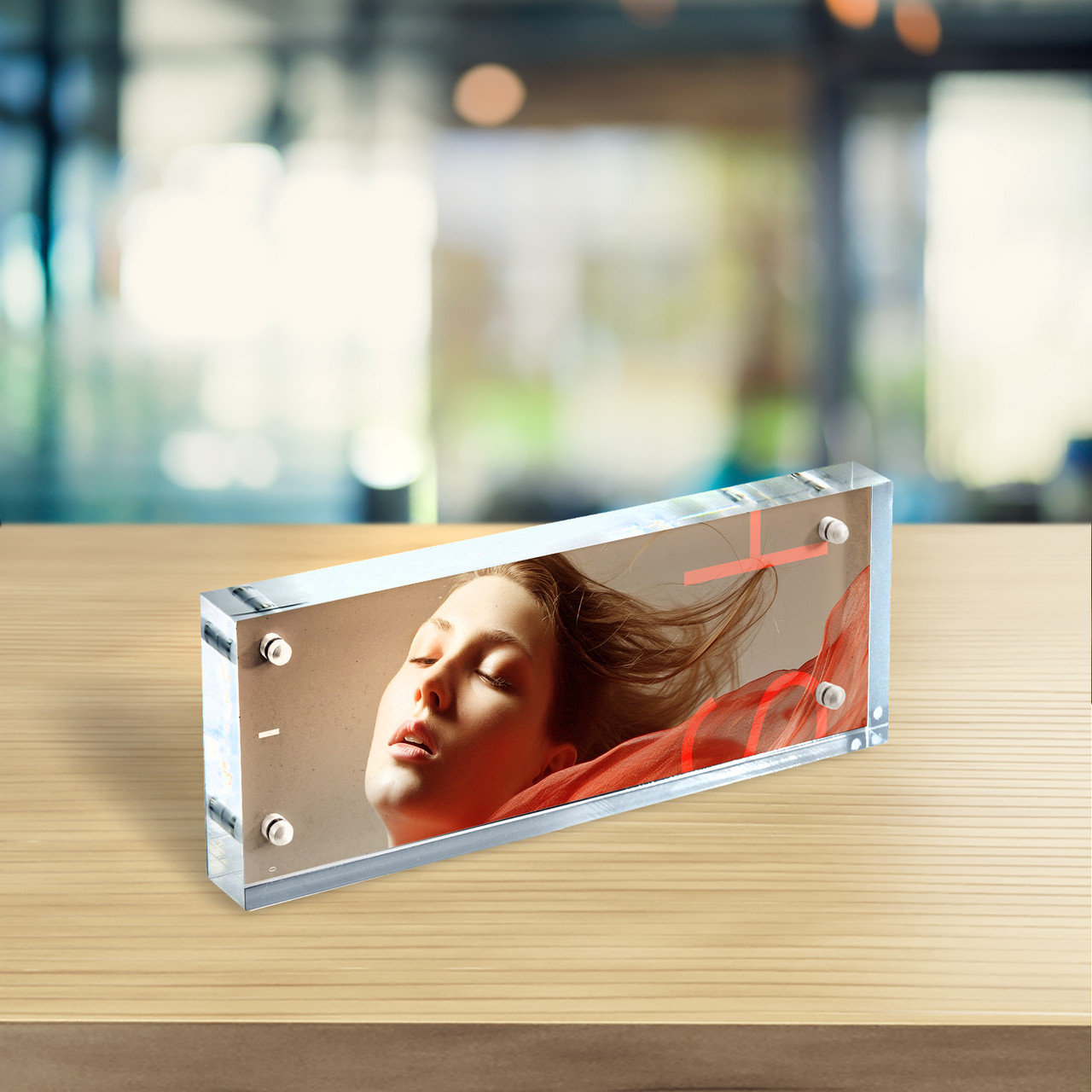 Azar Displays Black Acrylic Frame Block with Metal Back Plate 3" X 8 ...