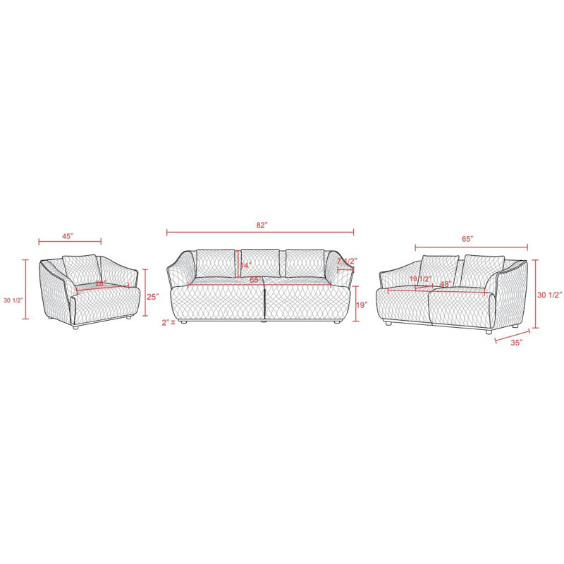 Latitude Run® 3 Piece Configurable Living Room Set | Wayfair