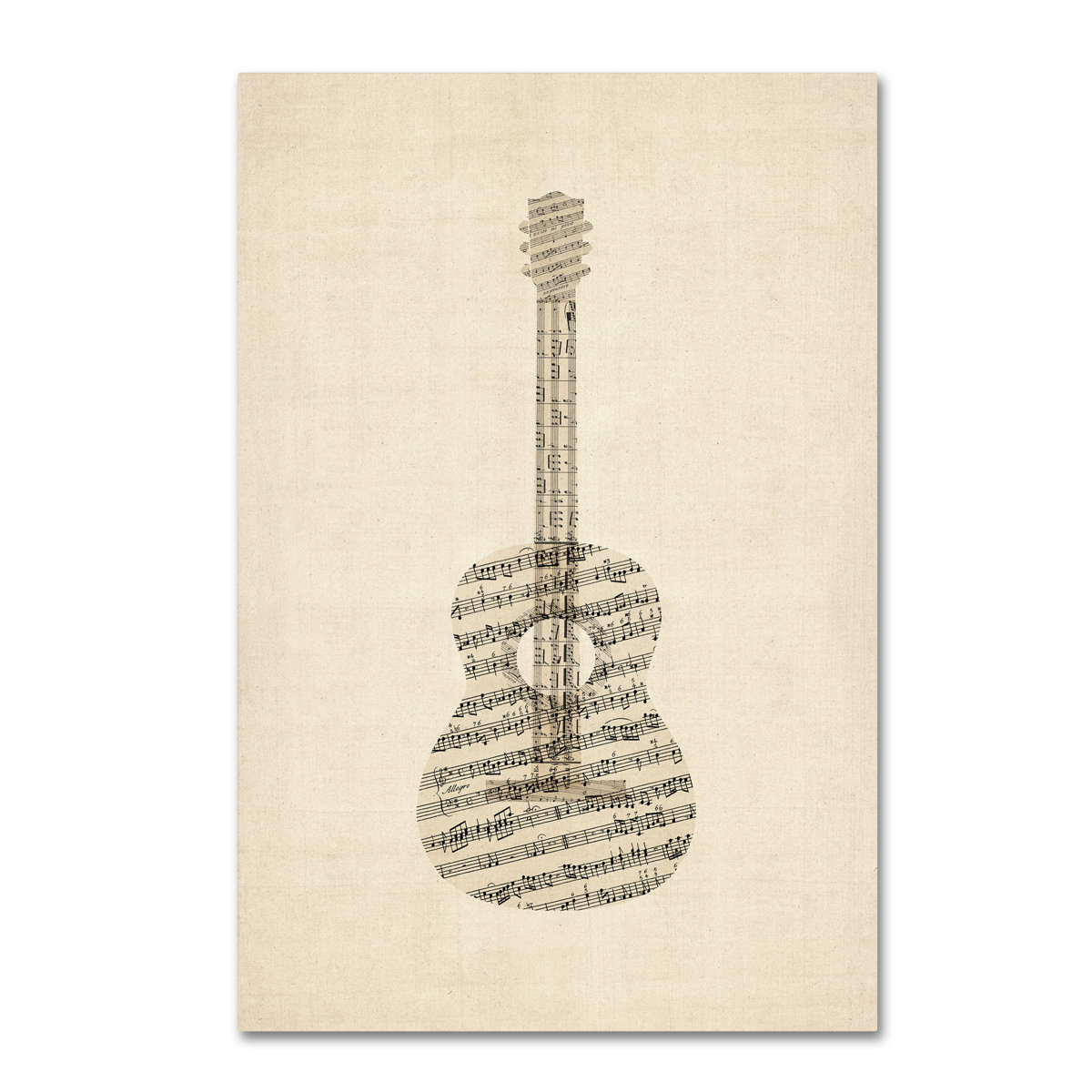 17 Stories 'Acoustic Guitar Old Sheet Music' Graphic Art Print on ...