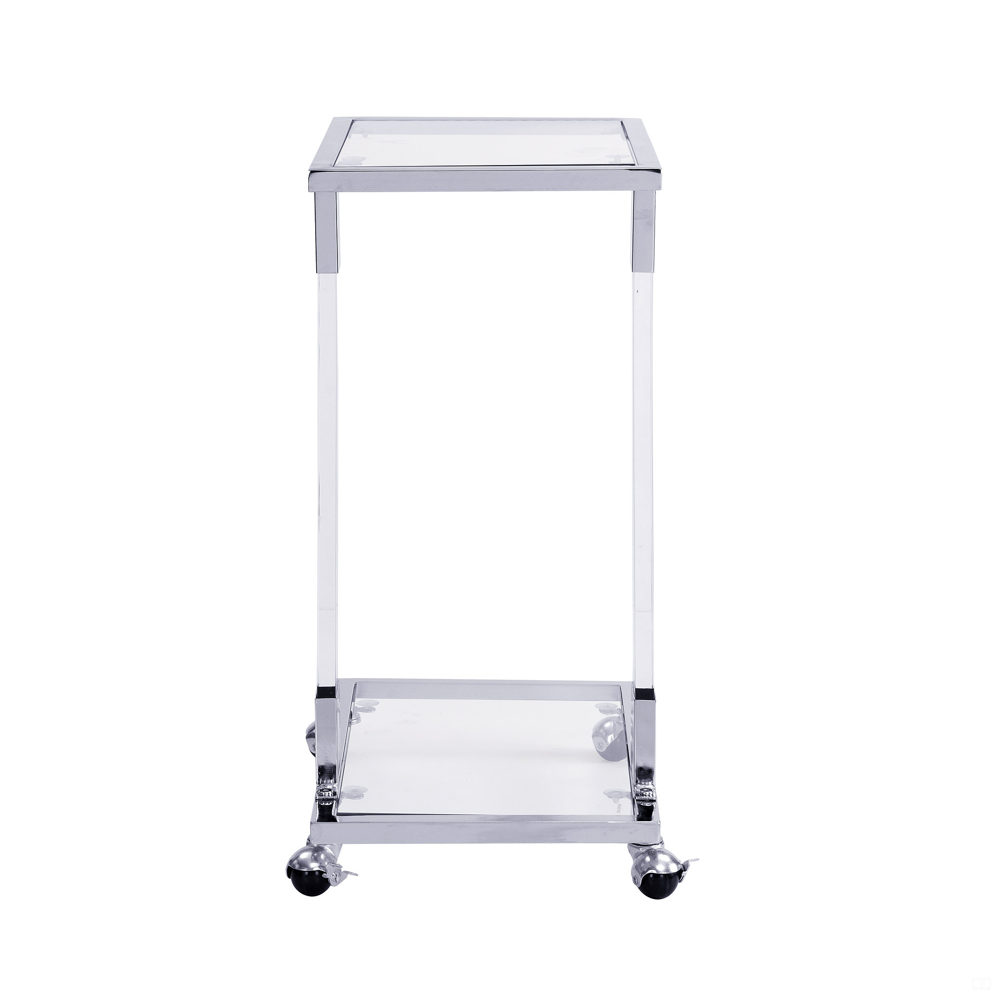 Ivy Bronx Glass Side Table, Acrylic End Table, Glass Top C Shape Square ...