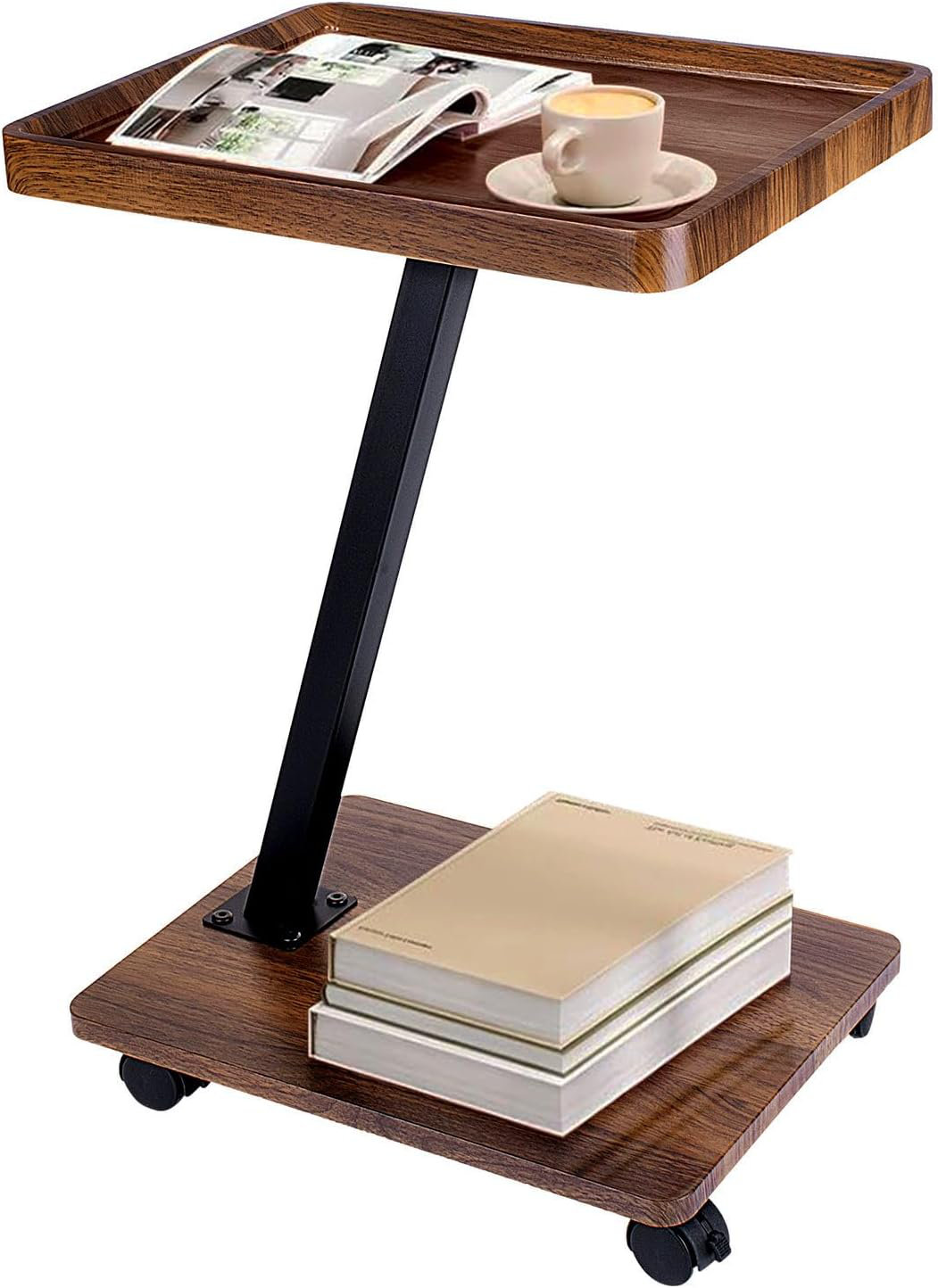 17 Stories Table de bout en C à roulettes Nieves - Table d'appoint ...