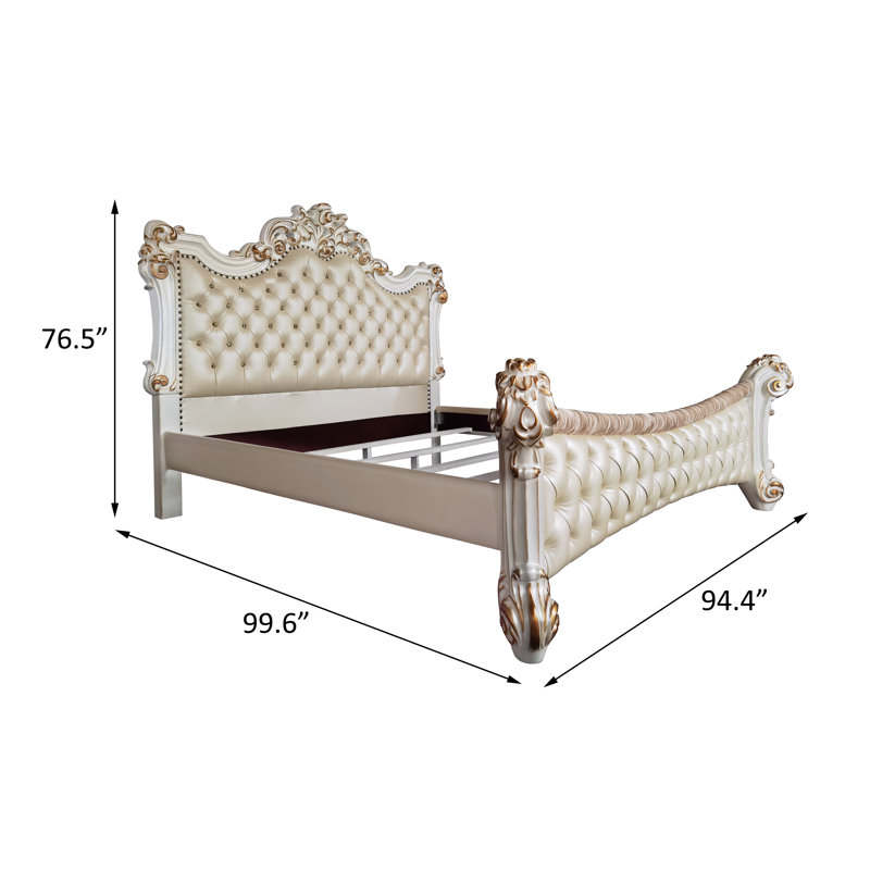 A&J Homes Studio Tufted Upholstered Bed in Beige and Antique Pearl ...