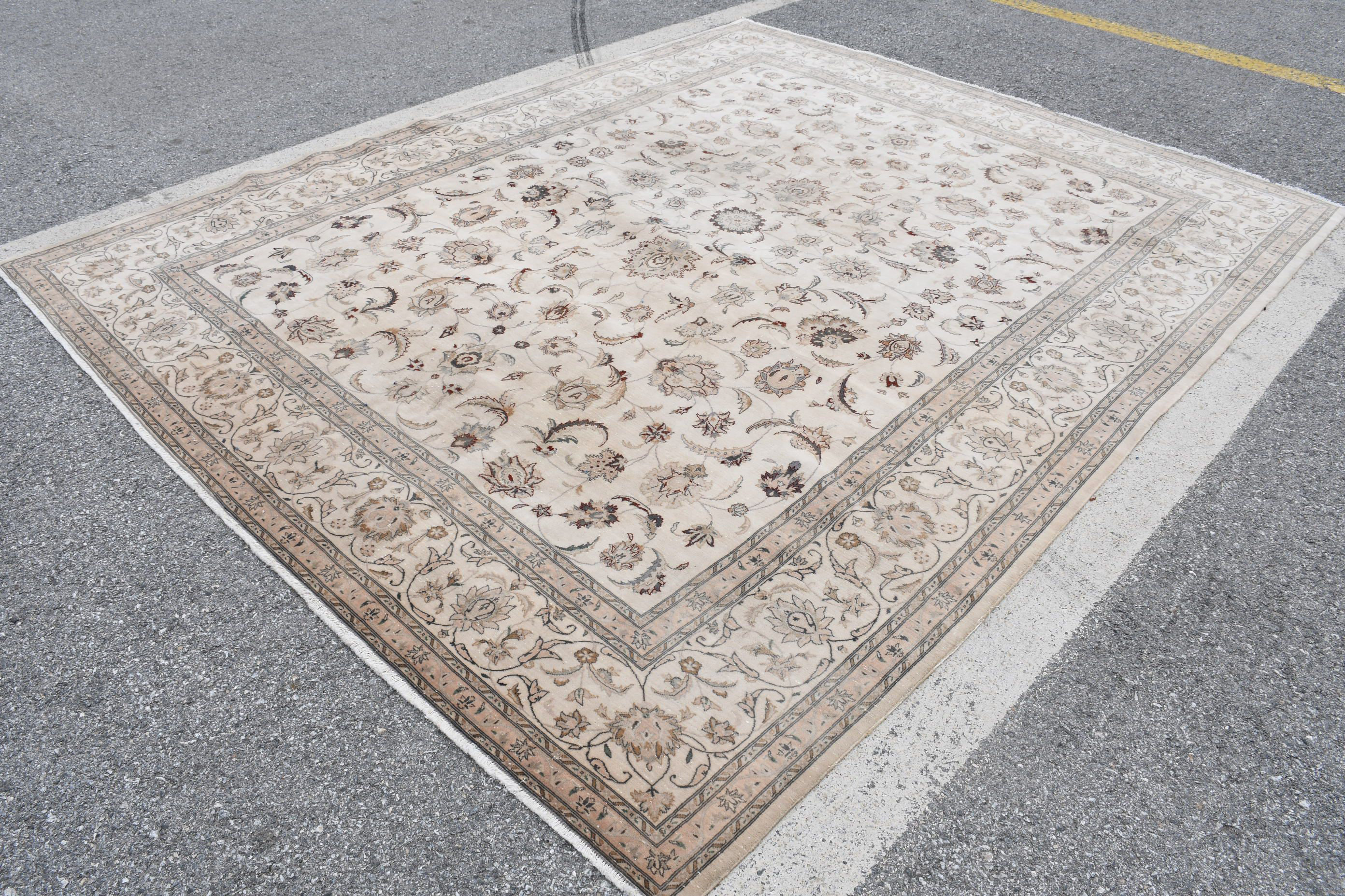 kayra export Large Beige Floral Turkish Rug for Vintage Home Decor ...