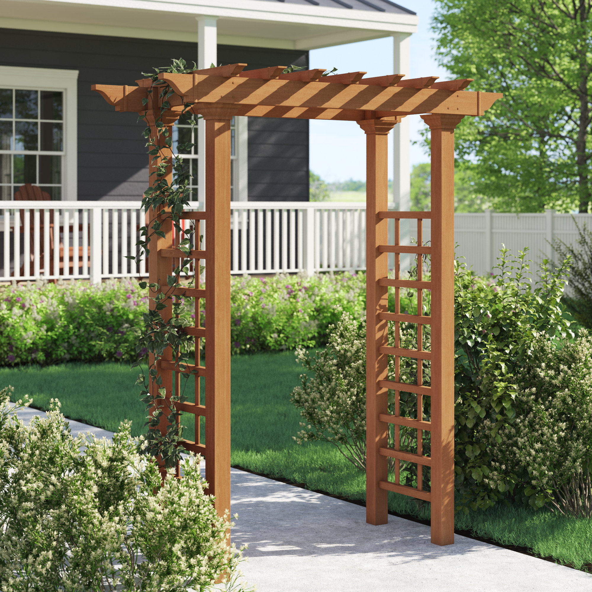 Alcott Hill® Claborn 57" W x 24" D Vinyl Arbor & Reviews | Wayfair