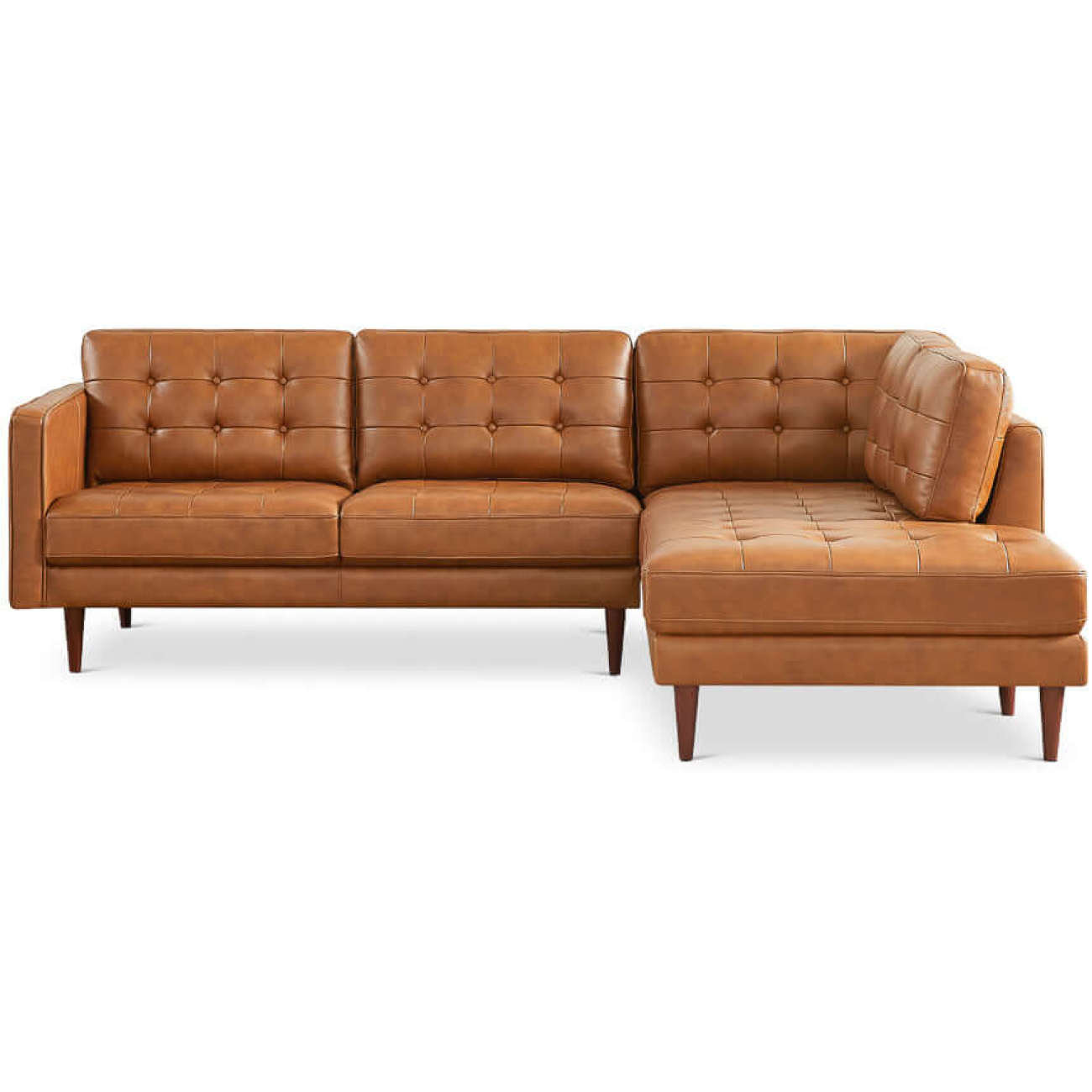 Hokku Designs Genuine Leather Tan Sectional Sofa For Modern Dining Room ...