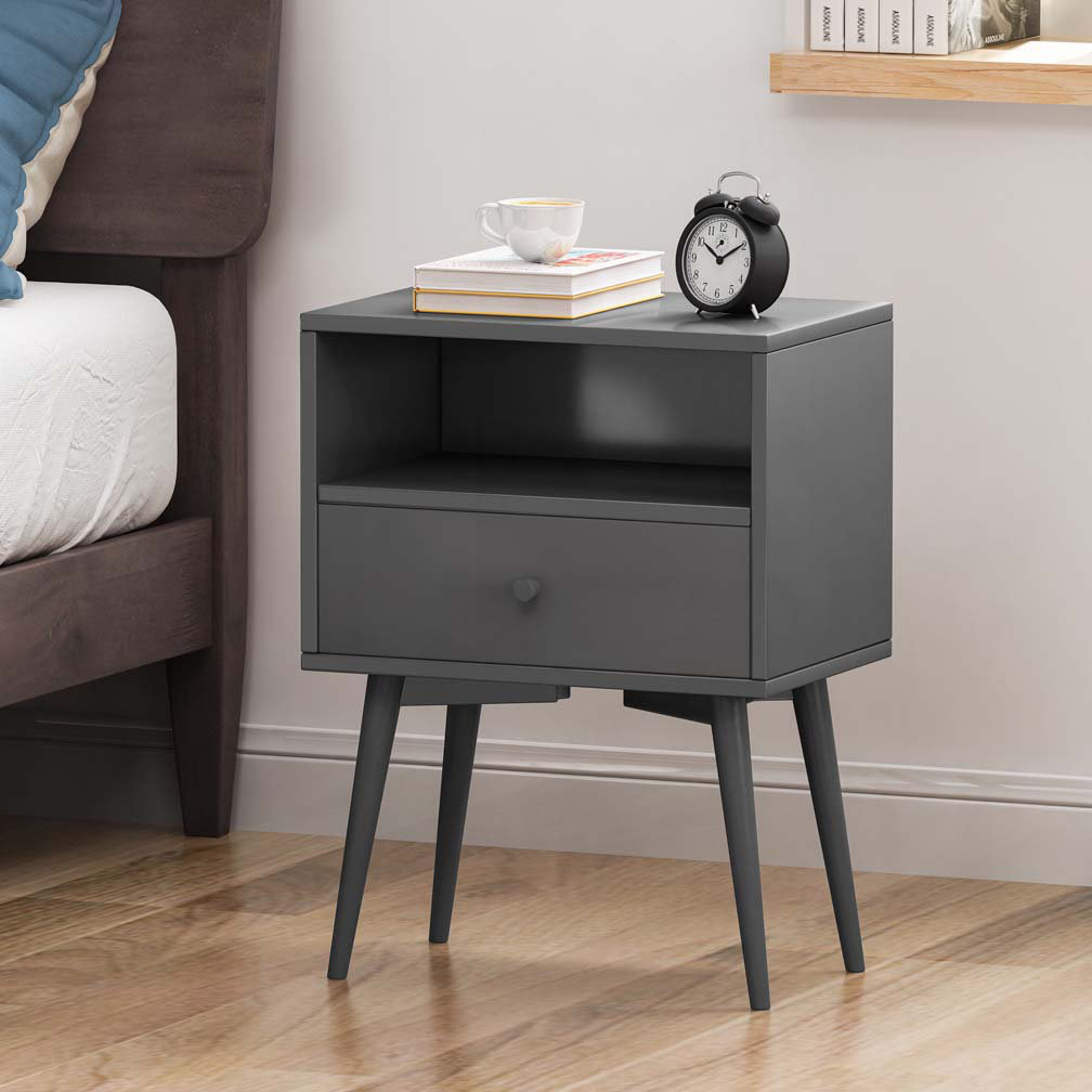 George Oliver Grey Side Table with A Drawer And Open Storage Space ...