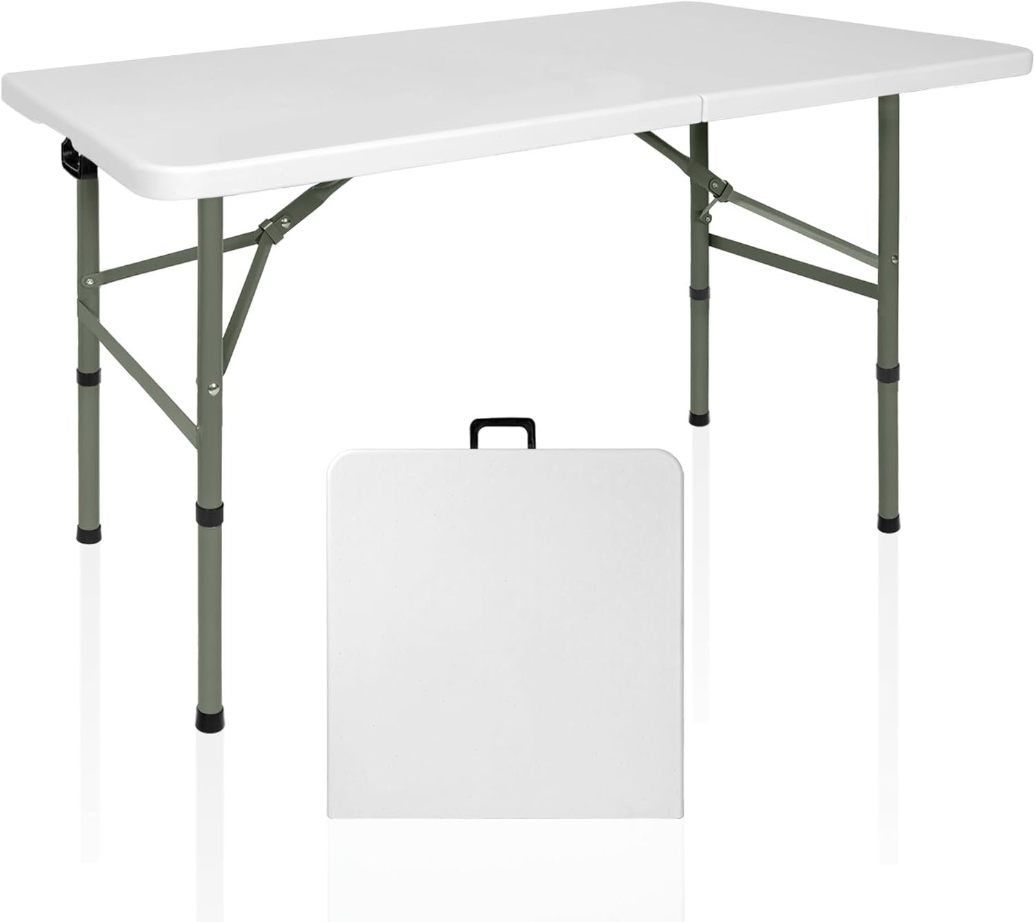 INKEDZ 4ft Plastic Folding Table, Indoor Outdoor Dining Table, Heavy ...