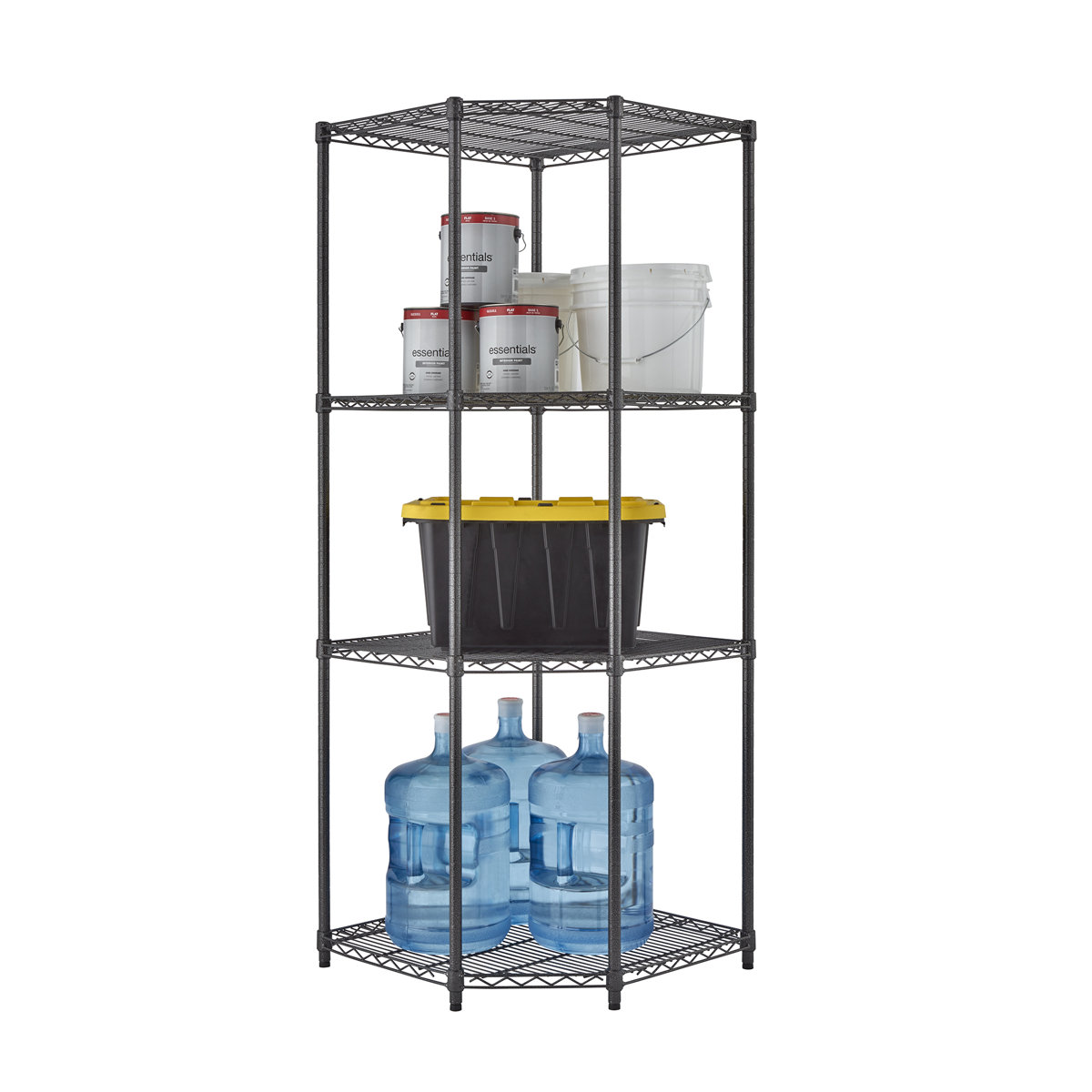 TRINITY PRO Black 4-Tier NSF Corner Steel Wire Garage Storage Shelving ...
