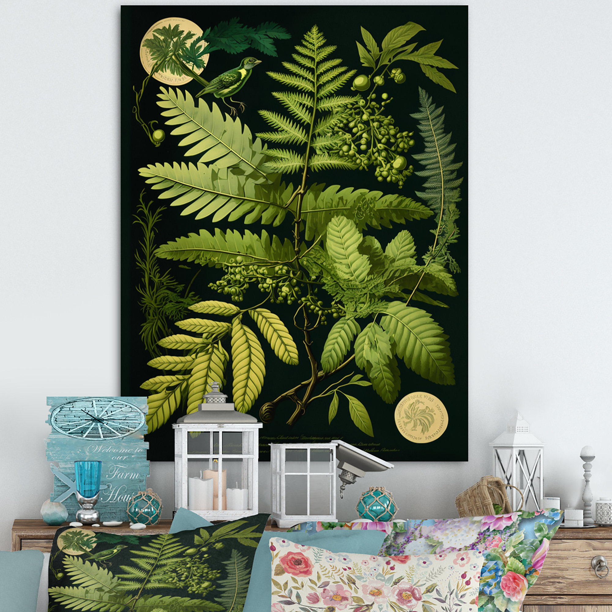 Bay Isle Home™ Fern On Retro Victorian Chart V - Floral Ferns Canvas ...