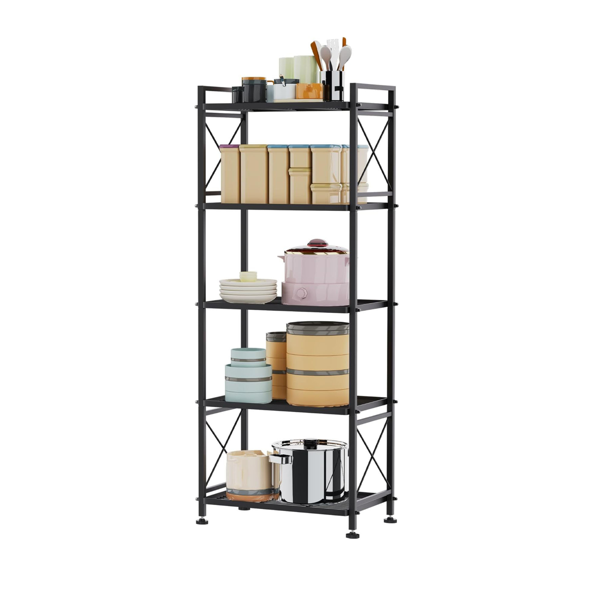 17 Stories 5 Tier Metal Storage Rack Shelves, Standing Storage Shelf ...